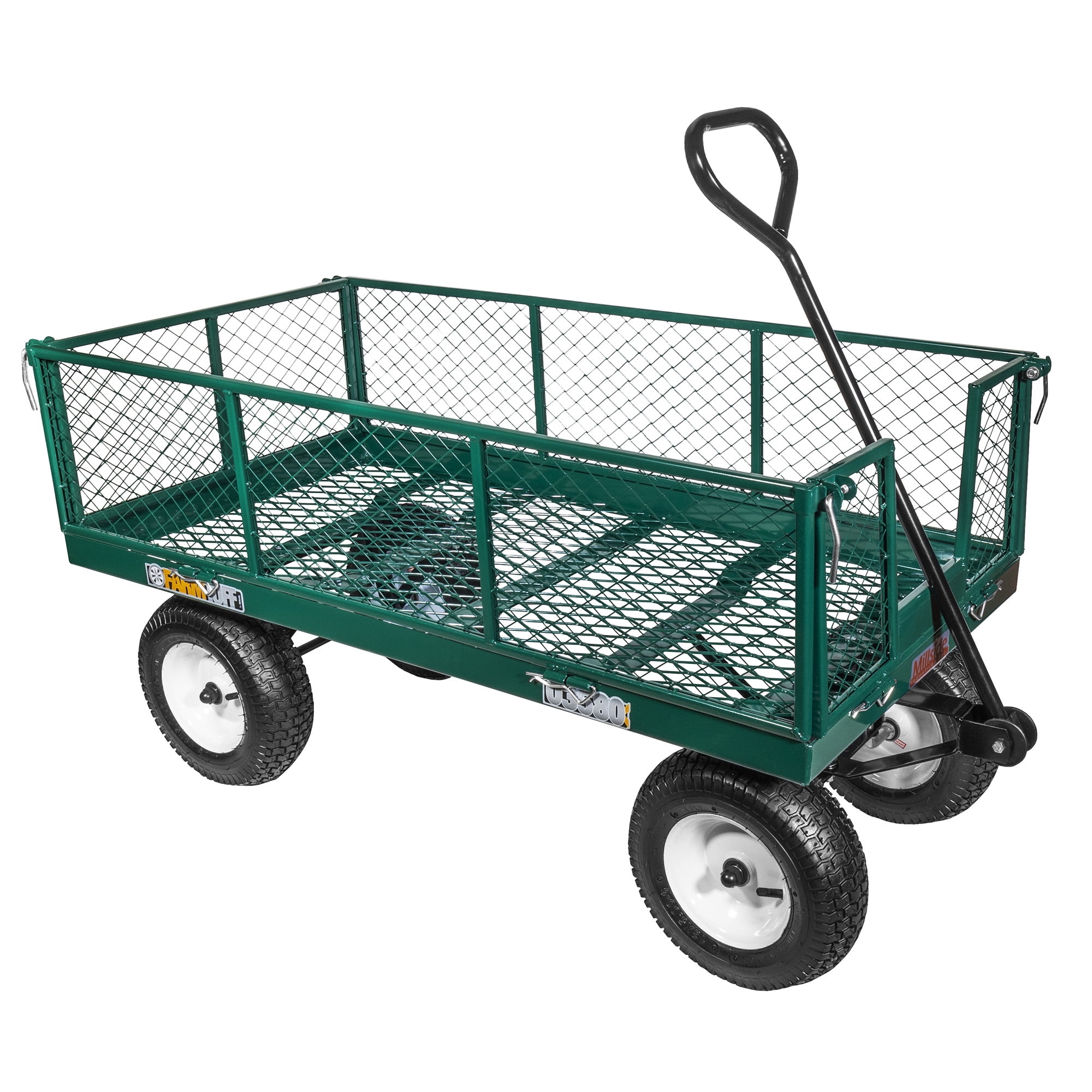 Farm Tuff Durable Metal Deck Garden Wagon Utility Cart with Pneumatic ...