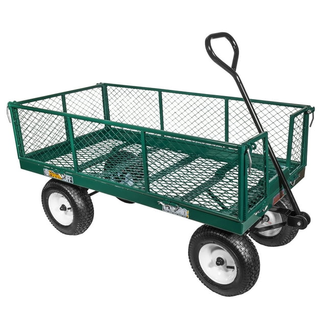 Farm Tuff Durable Metal Deck Garden Wagon Utility Cart with Pneumatic ...