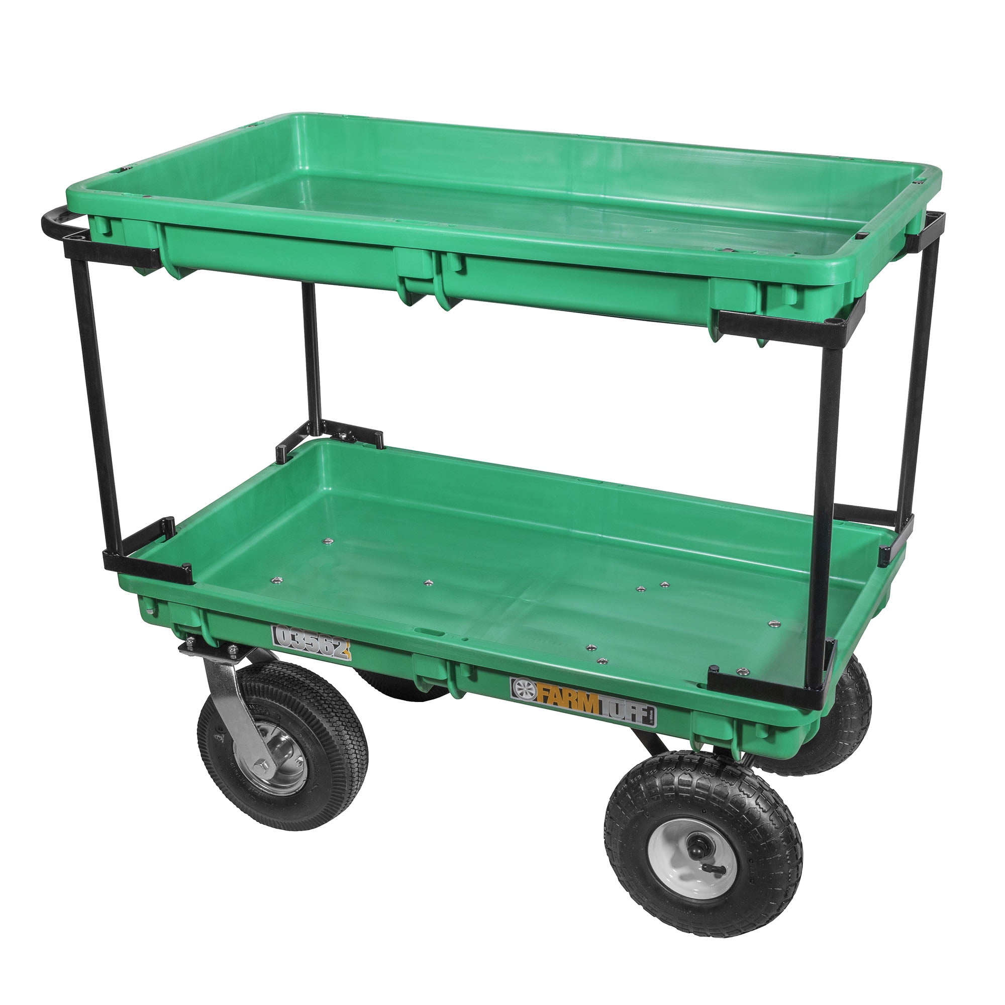 FARM-TUFF Durable Plastic Double Deck Garden Wagon Utility Shop Cart ...