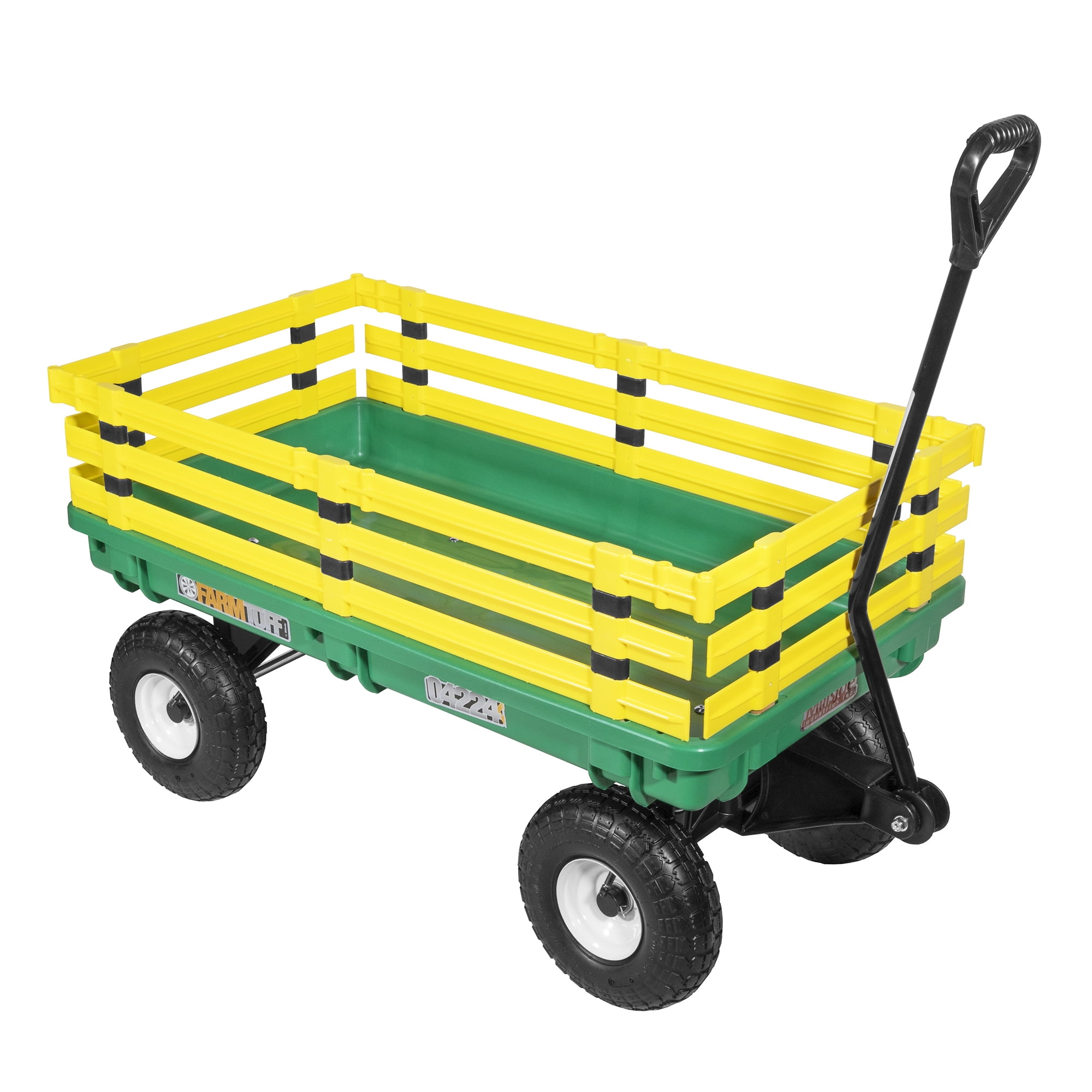 FARM-TUFF Durable Plastic Garden Wagon Utility Cart with Removable Side ...