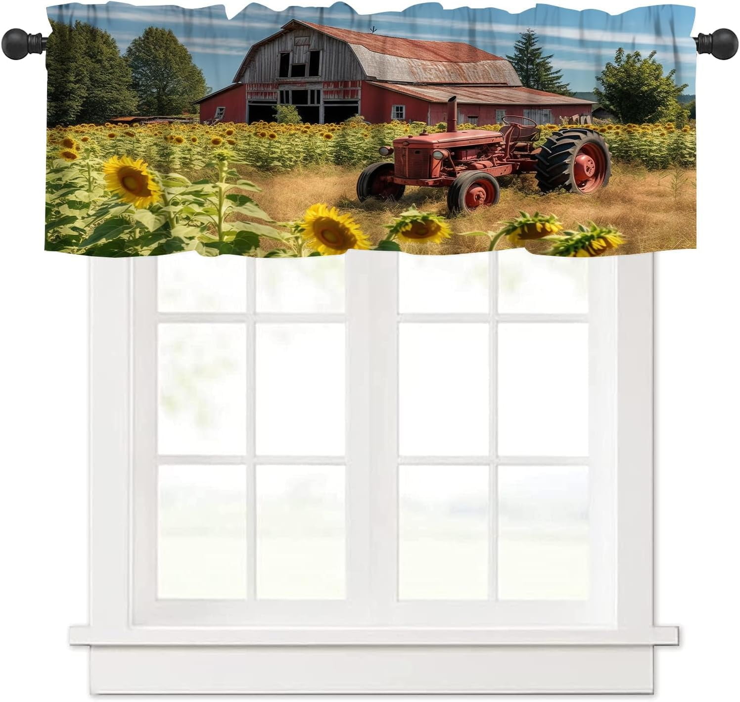 Farm Valance Curtains for Kitchen, Vintage Rustic Farmhouse Cottage ...