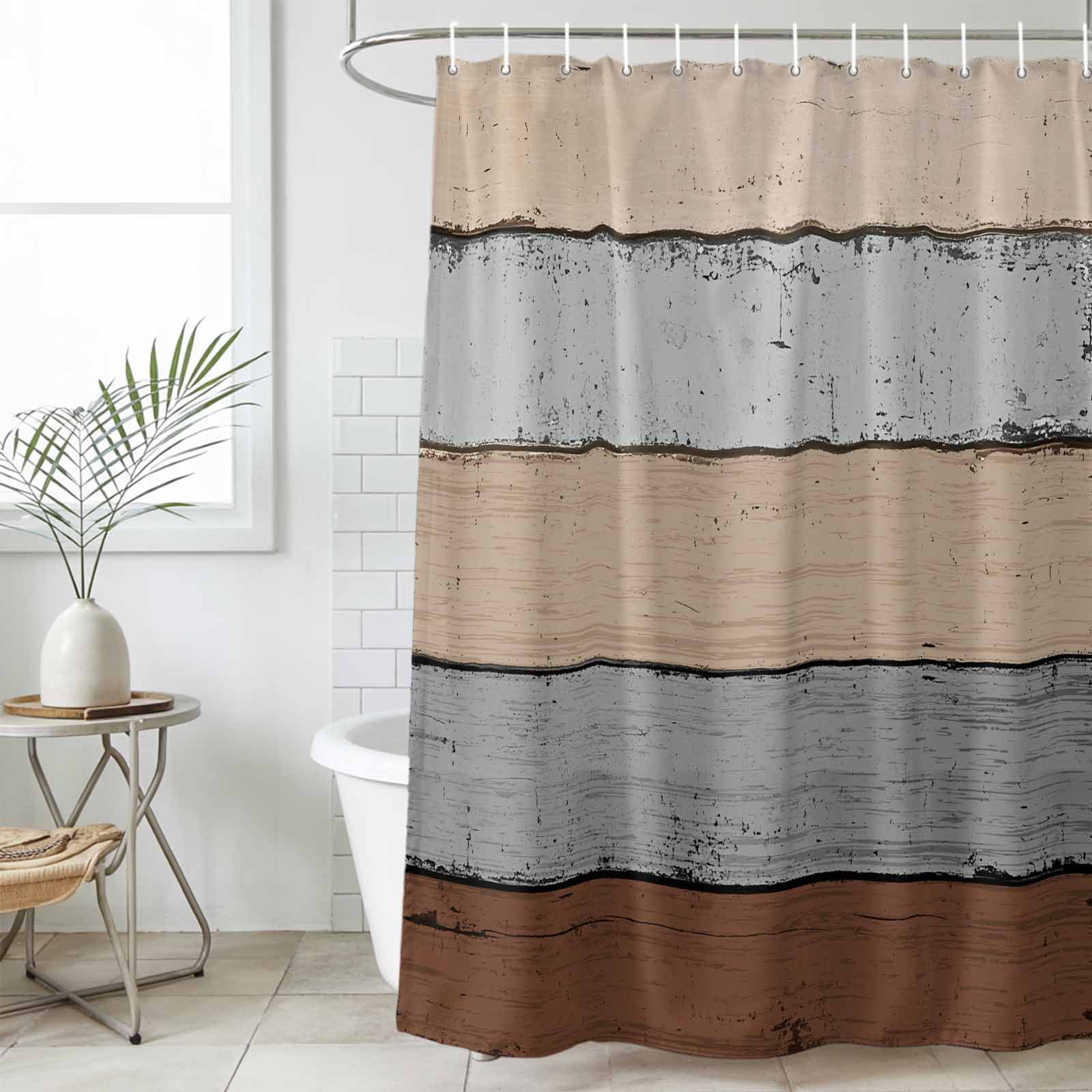 Farm Vintage Gray Wood Grain Shower Curtain with Rustproof Grommets ...