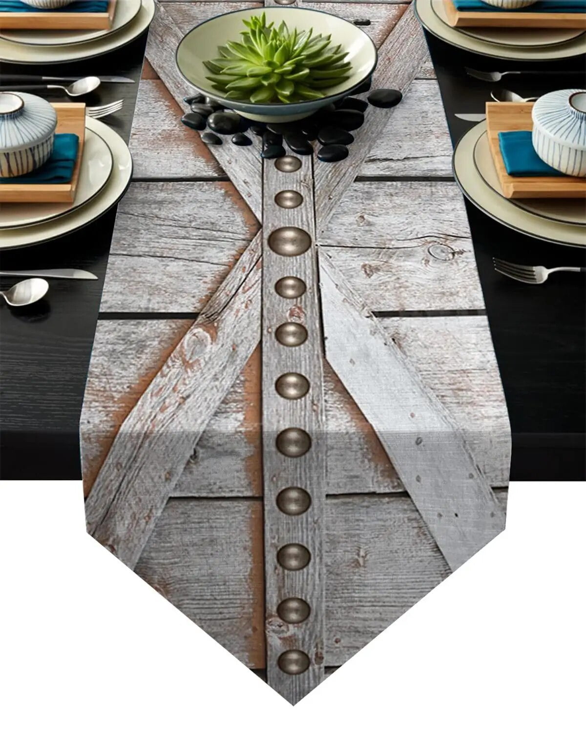 Farm Vintage Pentagram Wood Rustic Modern Minimalist Table Runner Hotel ...