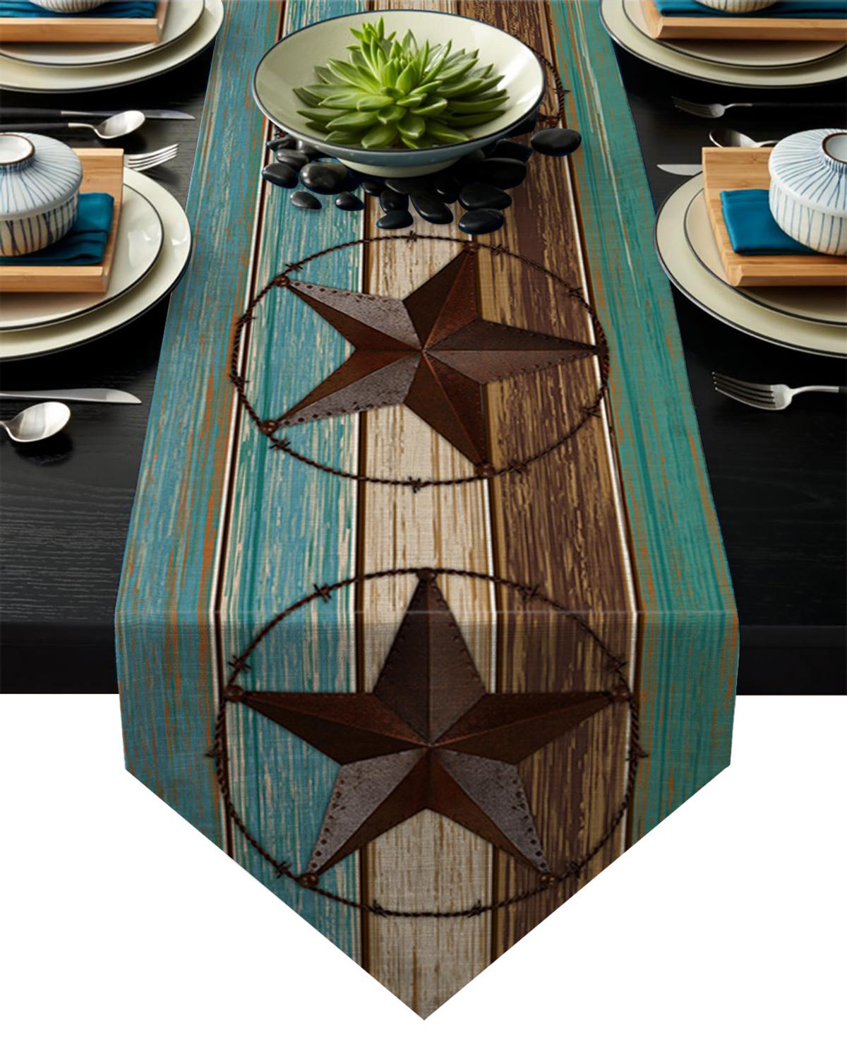 Farm Vintage Pentagram Wood Rustic Modern Minimalist Table Runner Hotel ...