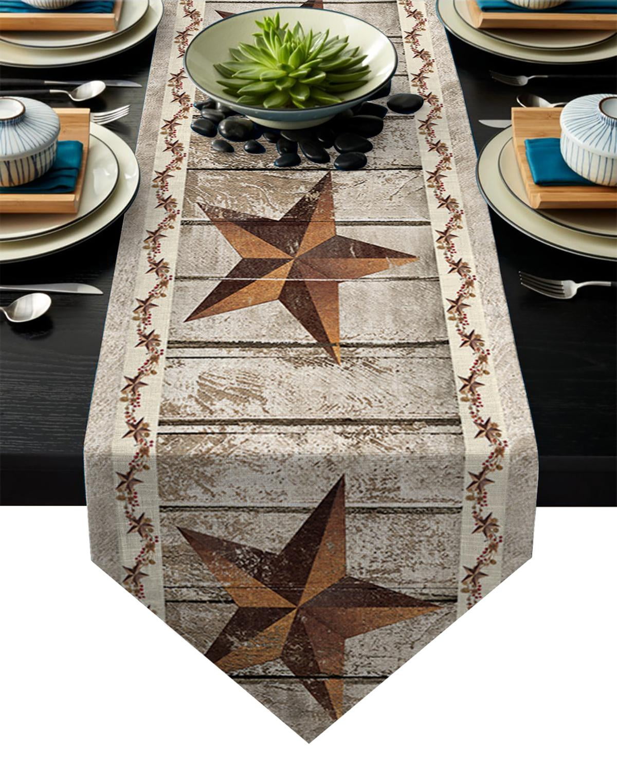 Farm Vintage Pentagram Wood Rustic Modern Minimalist Table Runner Hotel ...