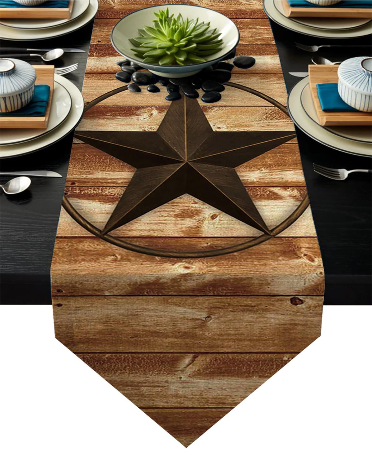 Farm Vintage Pentagram Wood Rustic Modern Minimalist Table Runner Hotel ...