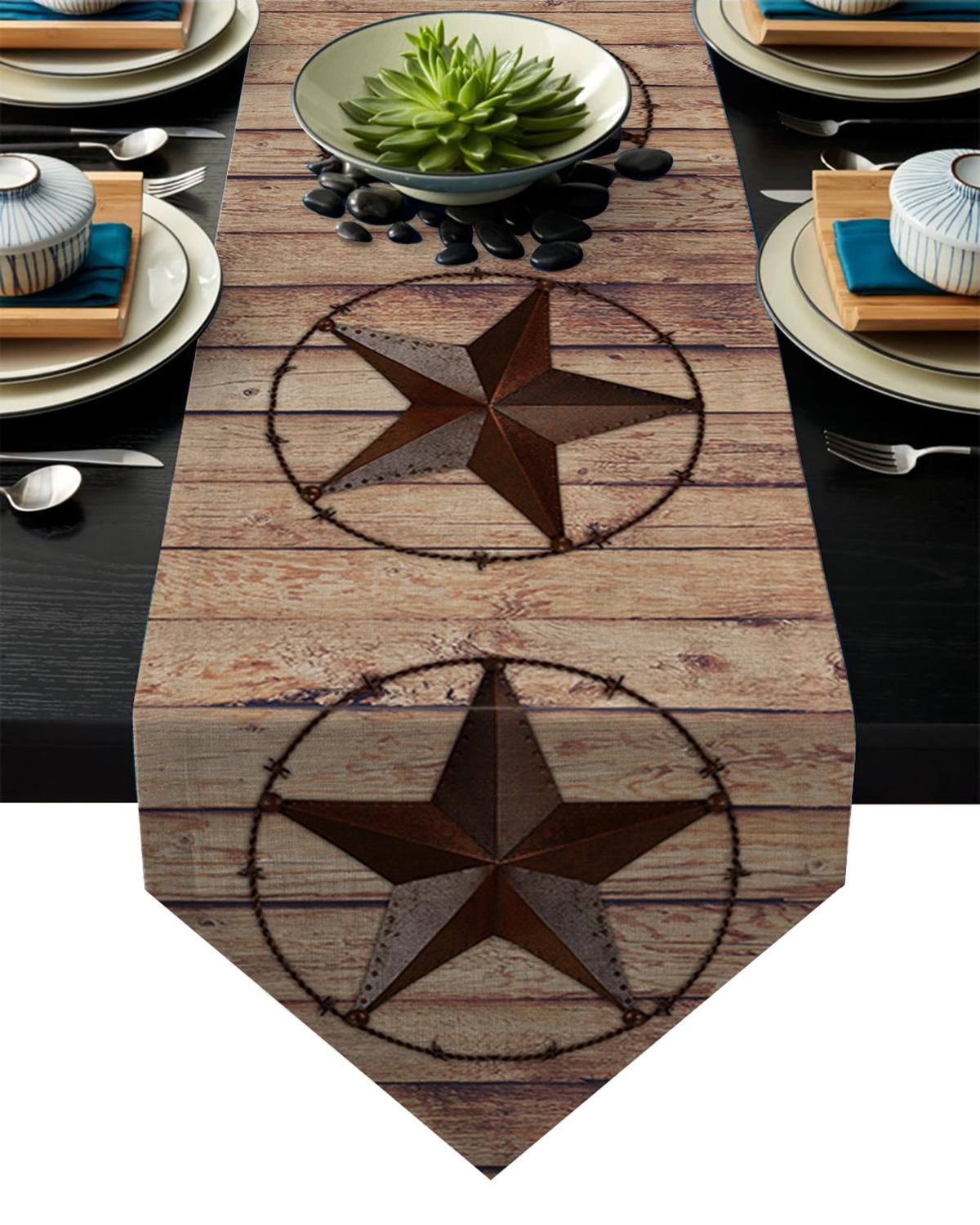 Farm Vintage Pentagram Wood Rustic Modern Minimalist Table Runner Hotel ...