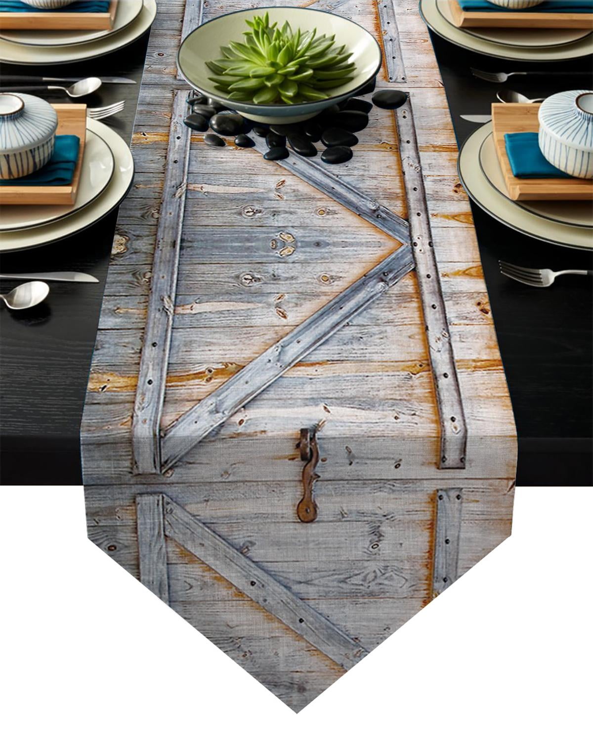 Farm Vintage Pentagram Wood Rustic Modern Minimalist Table Runner Hotel ...