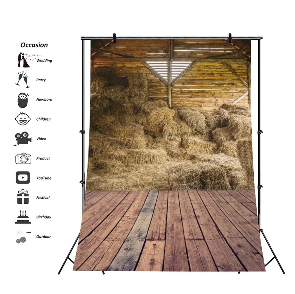 Farm Warehouse Haystack Wood Floor Portrait Photographic Backdrop Photography Background ...