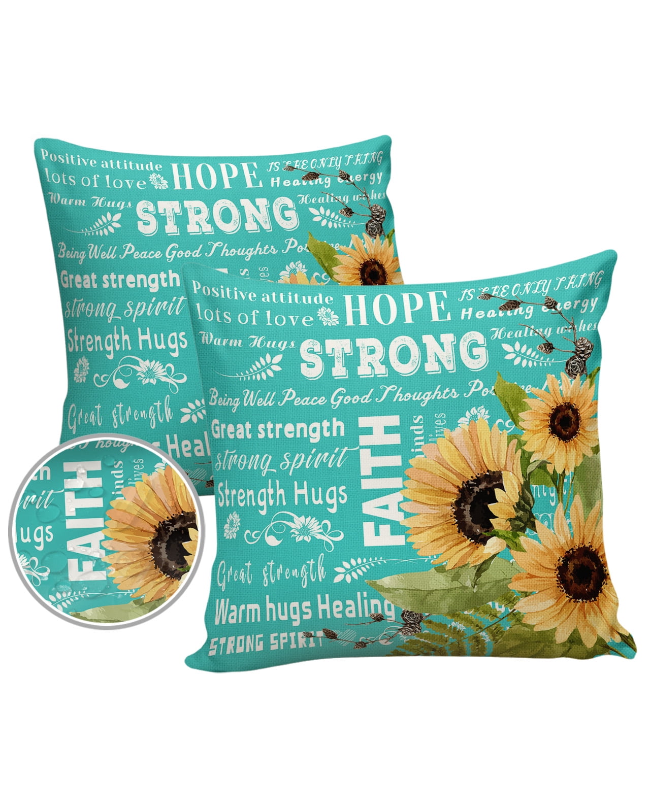 Farm Watercolor Sunflowers and Inspirational Quotes Outdoor Pillow ...