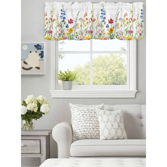 Farm Wild Flower Valances for Windows,Rod Pocket Valance for Kitchen ...