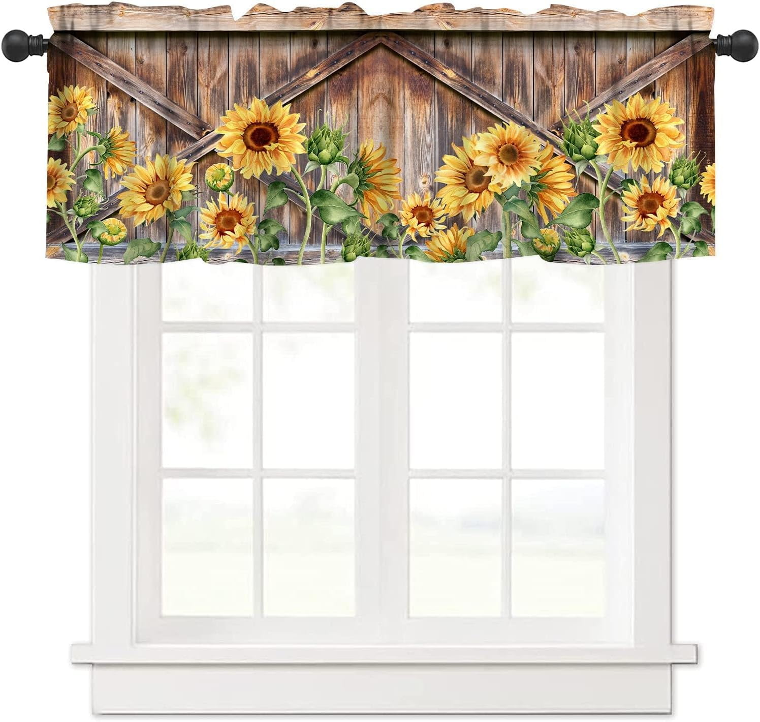Farm Wooden Door Valance Curtain for Kitchen,Vintage Brown Old Barn ...