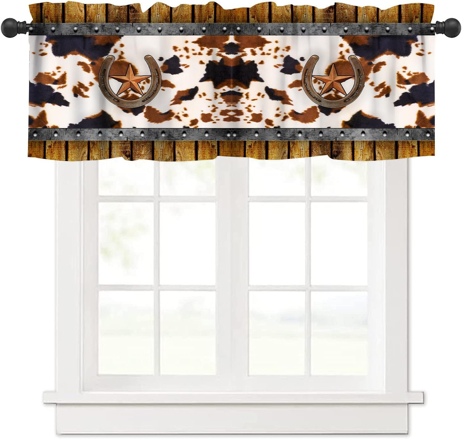 Farm Wooden Door Valance Curtain for Kitchen,Vintage Rustic Brown ...