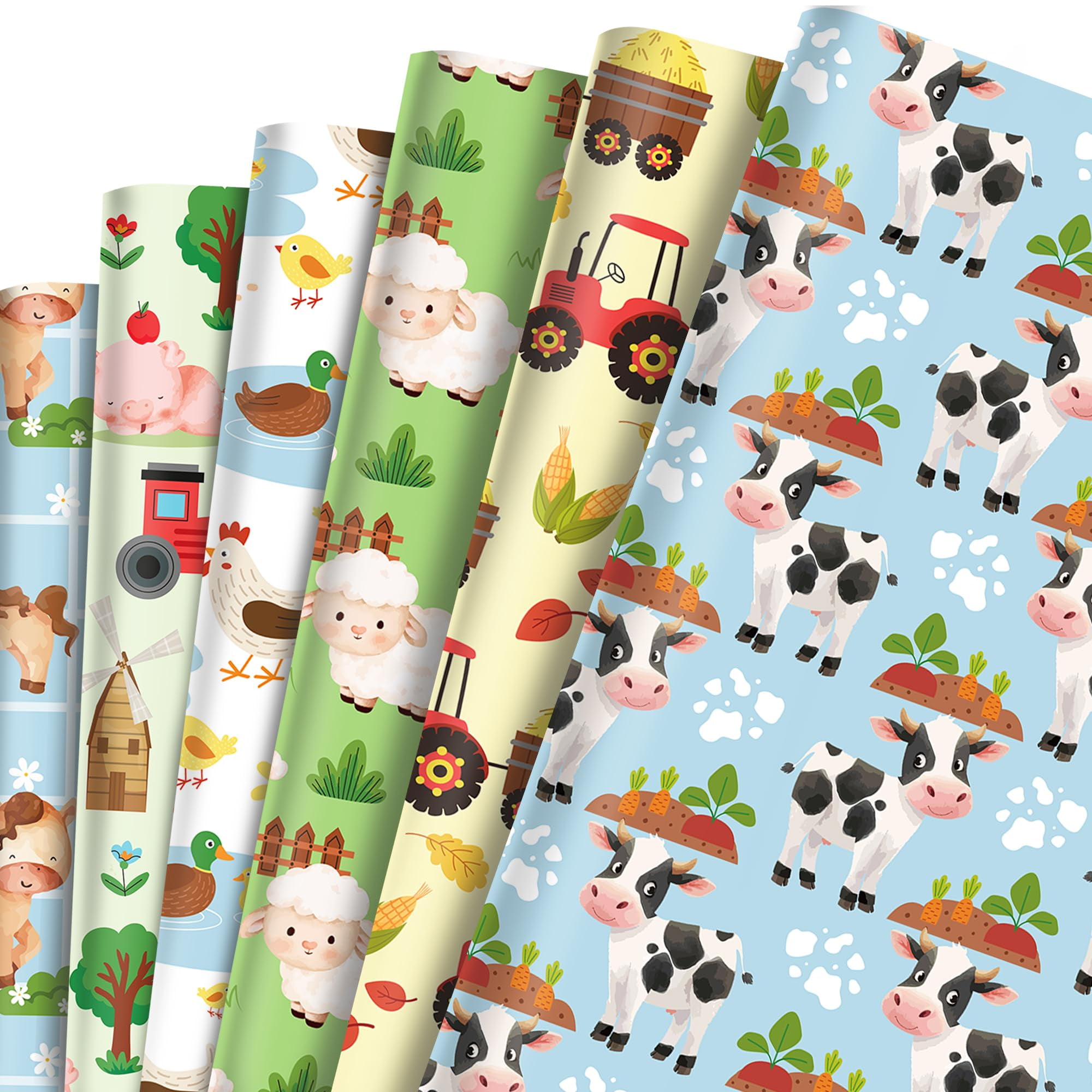 Farm Wrapping Paper PresNok 12 Sheets,6 Types Cow Wrapping Farmhouse ...