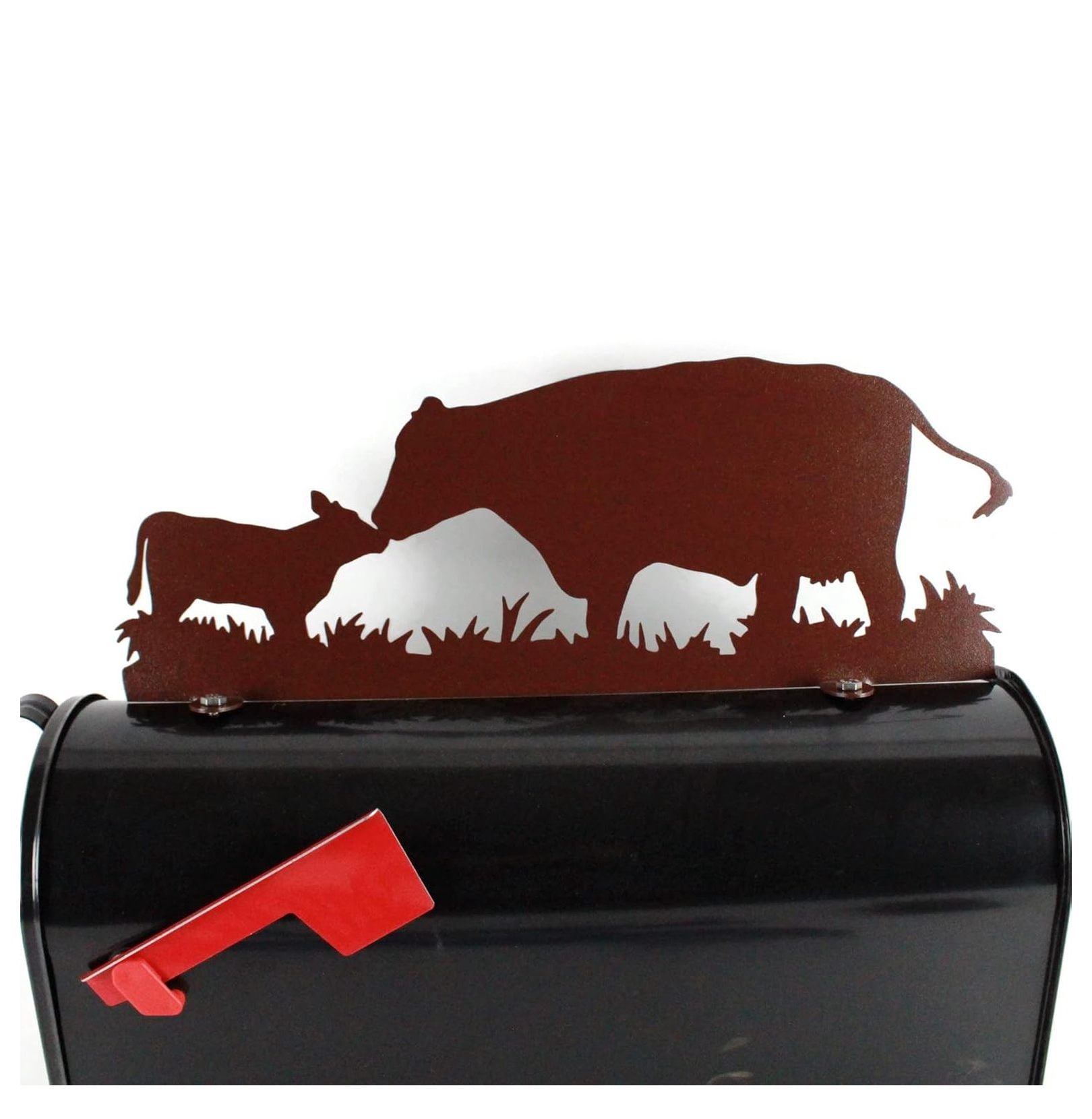 Farm and Ranch Metal Mailbox Topper (Cow and Calf Pair 1, Hammered ...