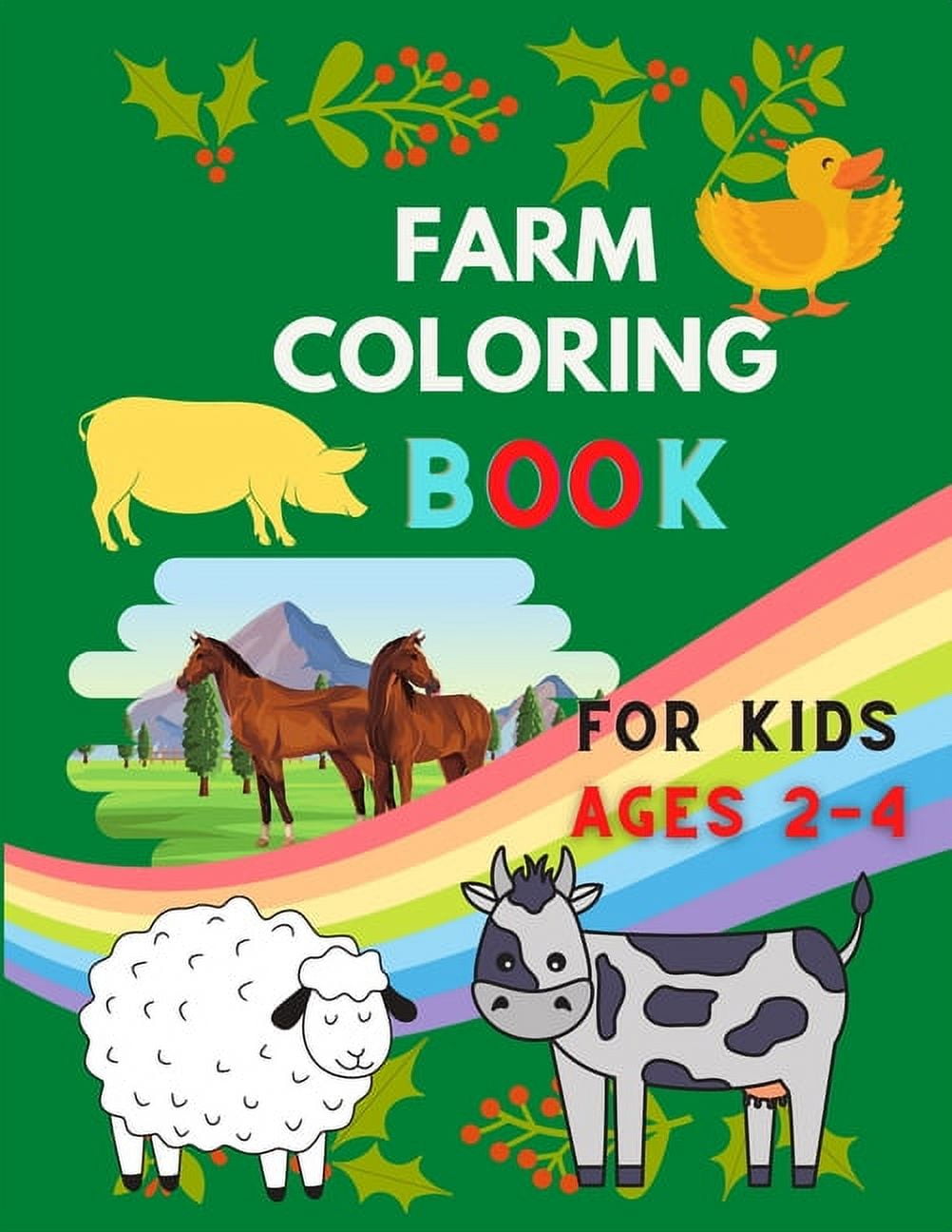 Farm coloring book for kids ages 2-4 : A Cute Farm Animal Coloring Book ...