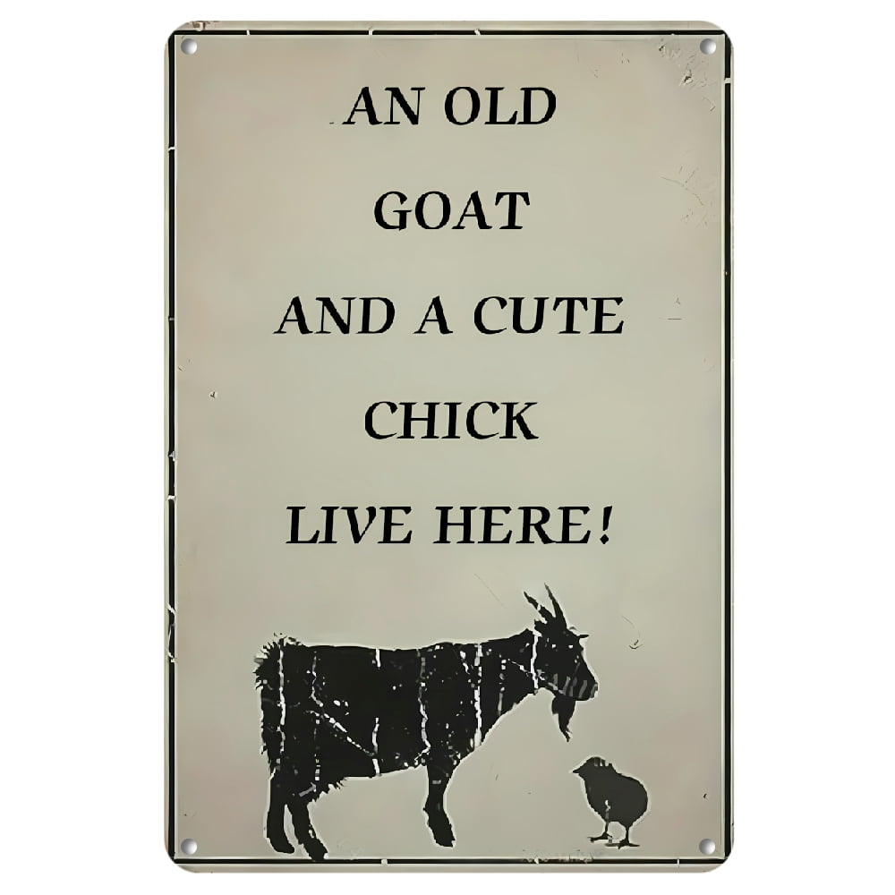 Farm-style Wall Hanging Metal Sign Here Lived An Old Goat and A Cute ...