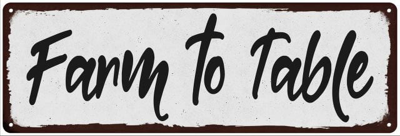 Farm to Table Black on White Shabby Chic Metal Sign 6x18 Room Decor ...