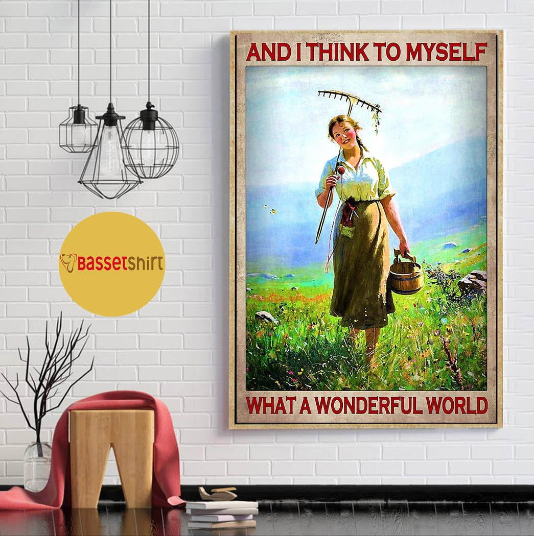 Farm woman and I think to myself what a wonderful world flower field ...