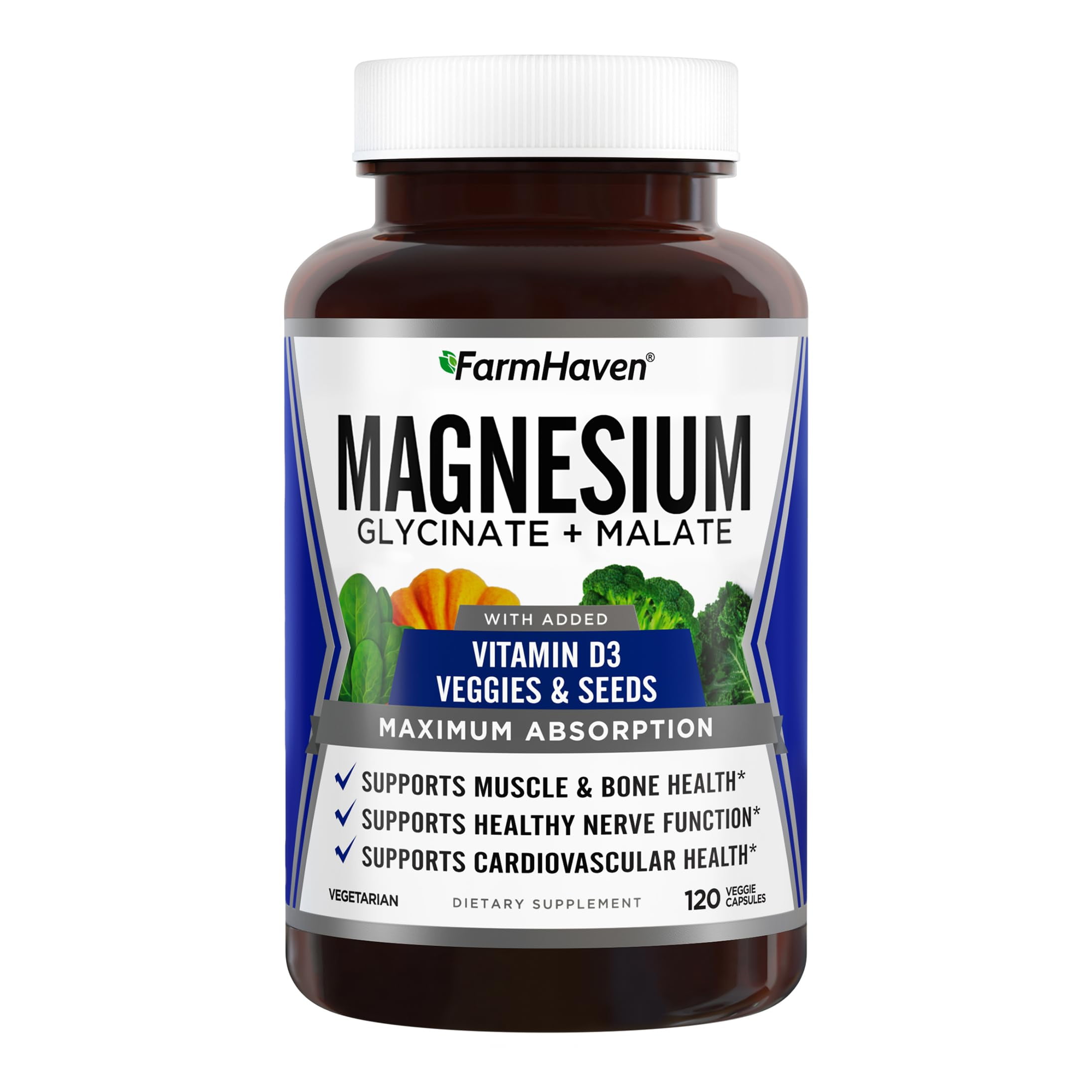 FarmHaven Magnesium Glycinate & Malate Complex w/Vitamin D3, 100% ...