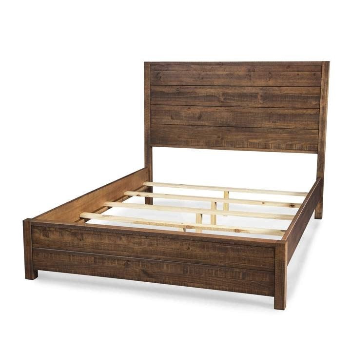 FarmHome Walnut Solid Pine Platform Bed in Queen Size - Walmart.com