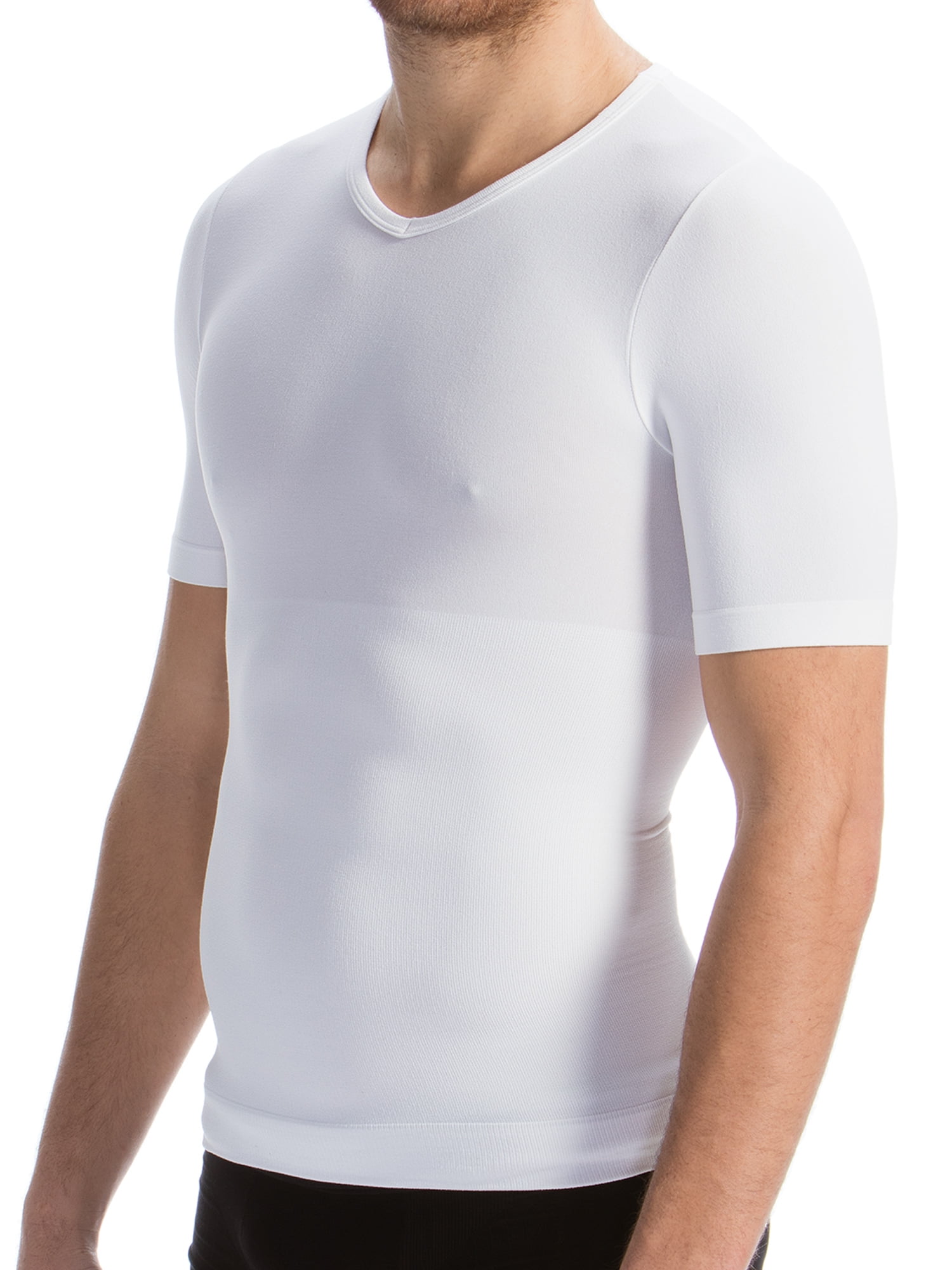 FarmaCell Man 419B (White, L) Men’s Firm Control Body Shaping T-shirt ...