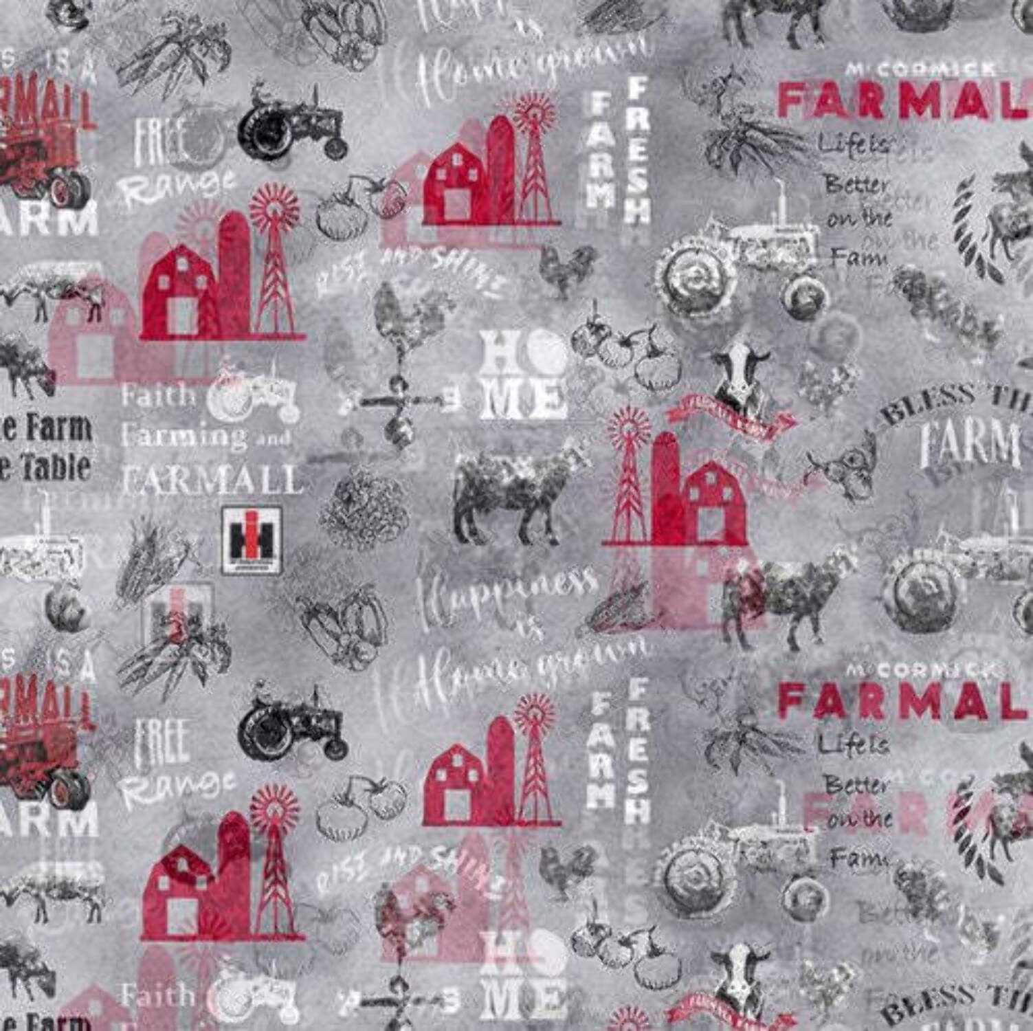 Farmall Farm to Table Gray Allover Cotton Fabric - Walmart.com