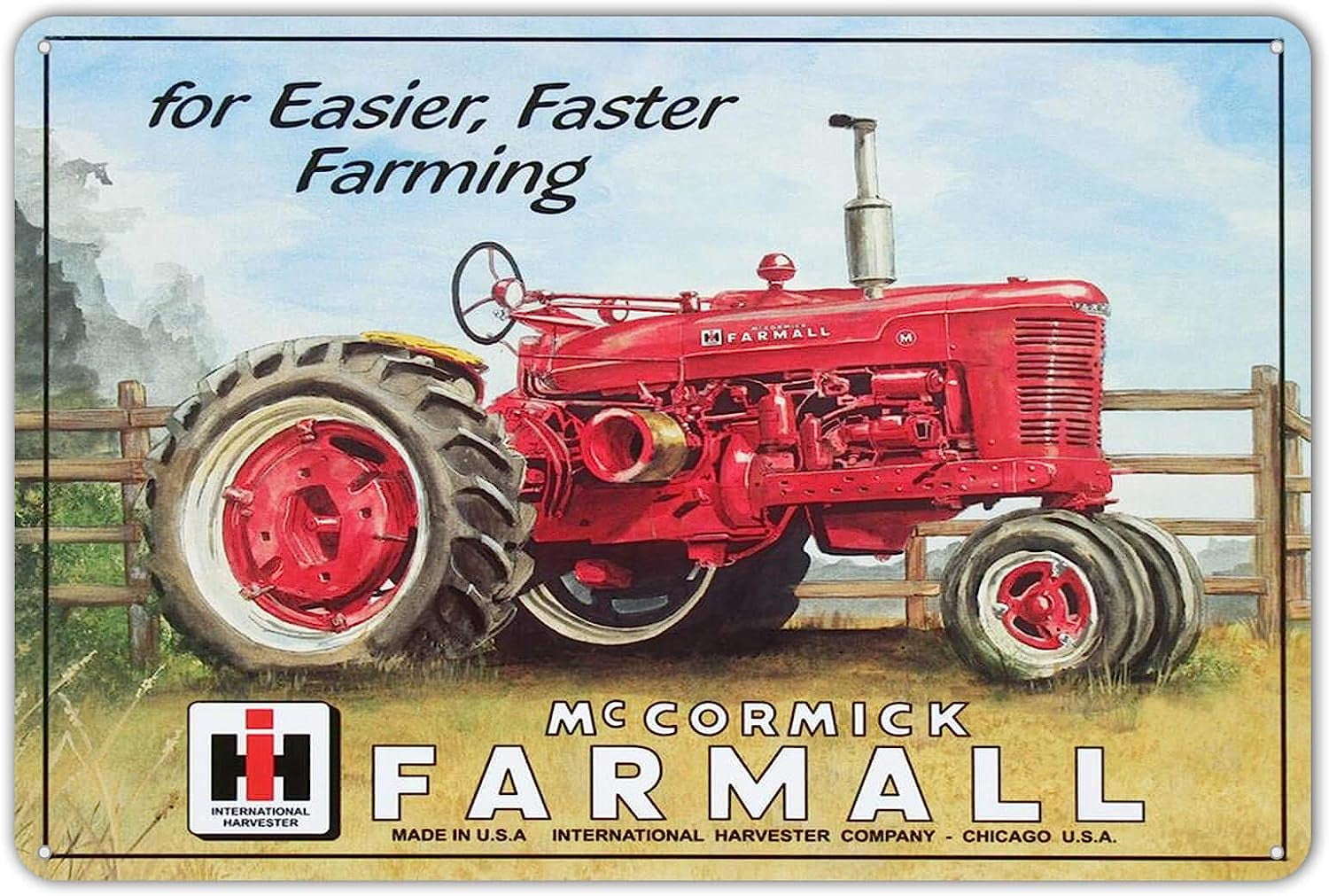 Farmall Model M Tractor IH Fast Farming Equipment Vintage Style Metal ...