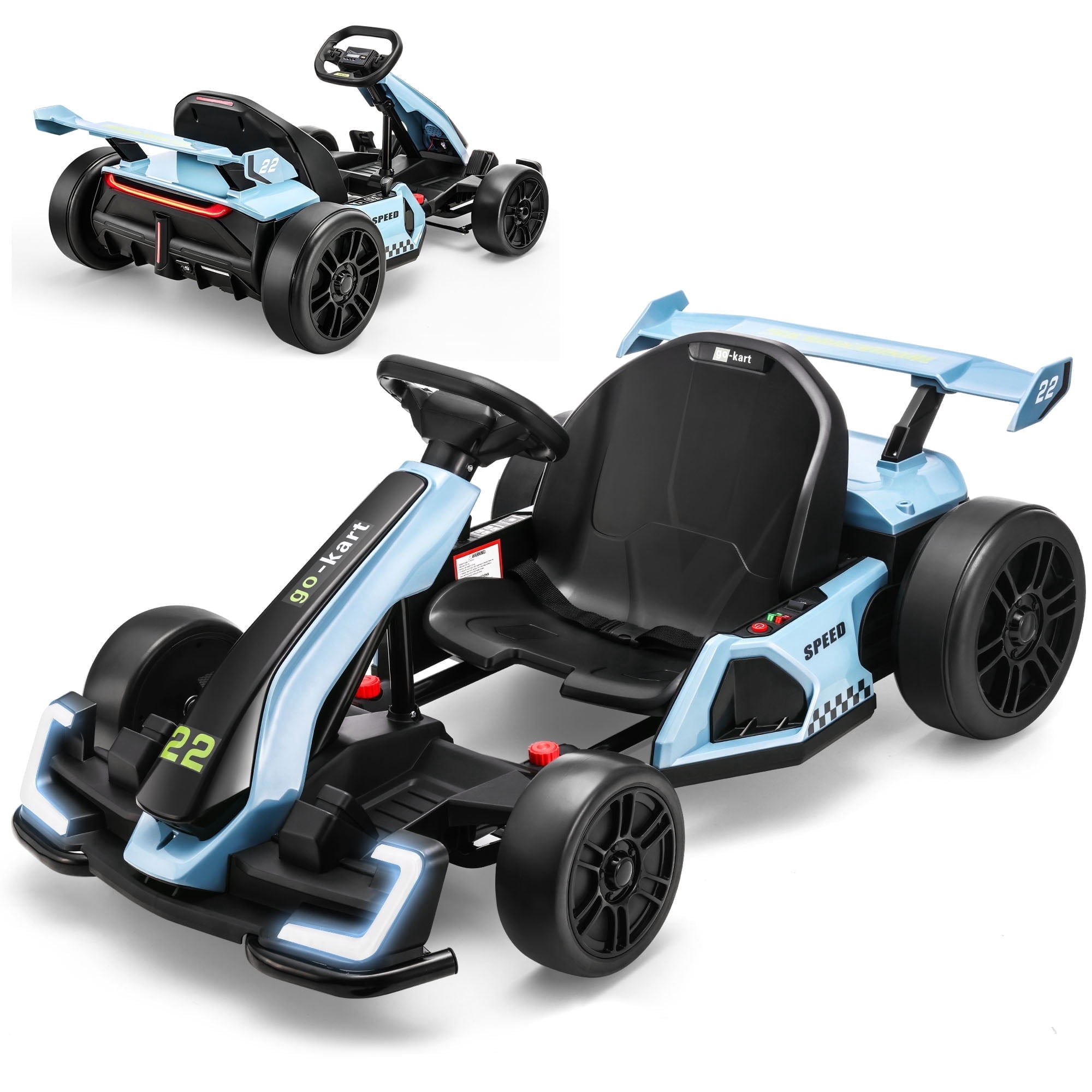 Funcid 24V 7AH Go Kart for Kids, 300W Powered Ride on Toys for 6 ...