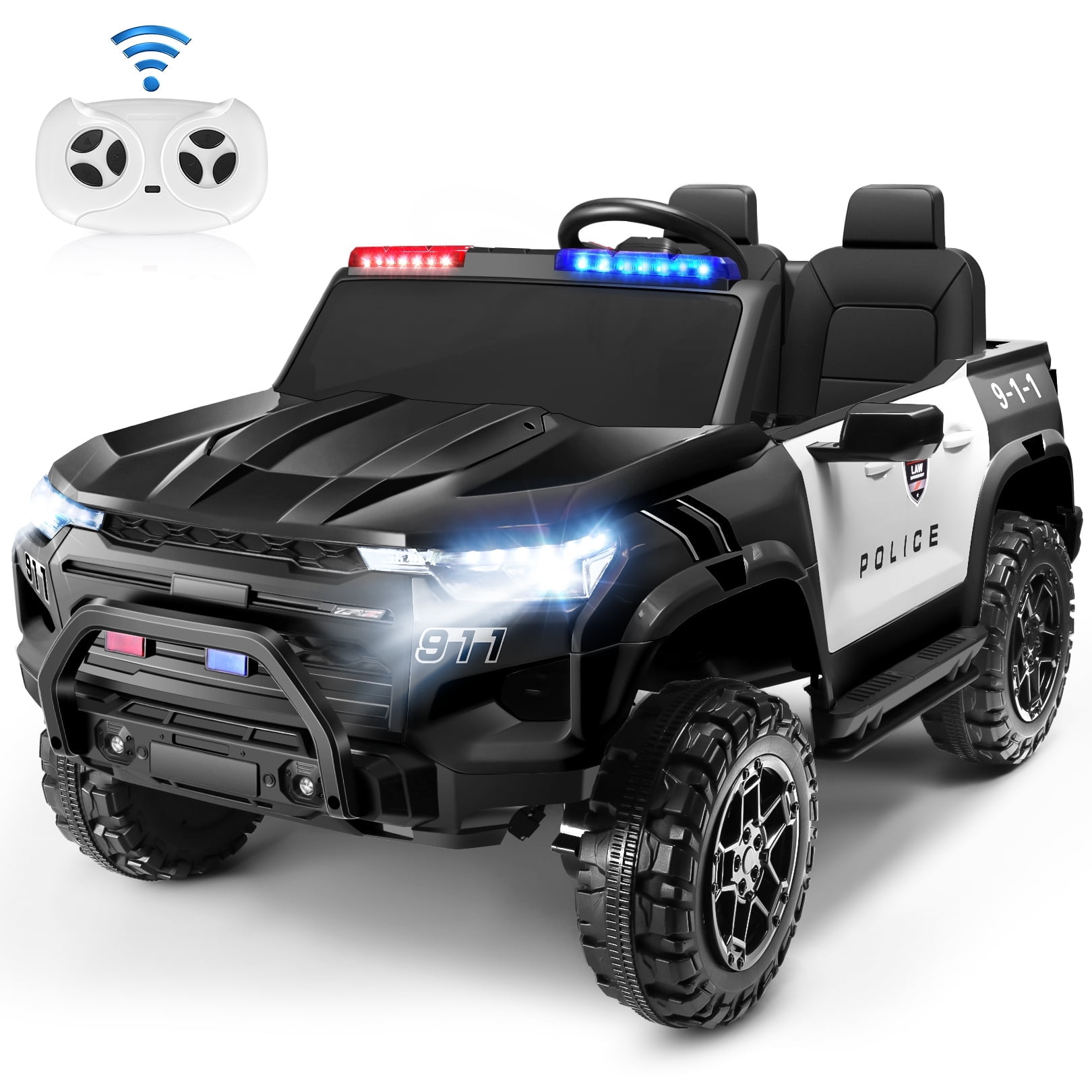 Farmdex 24V Kids Ride on Police Car with 4WD 800W Motors, 2-Seater Kids ...