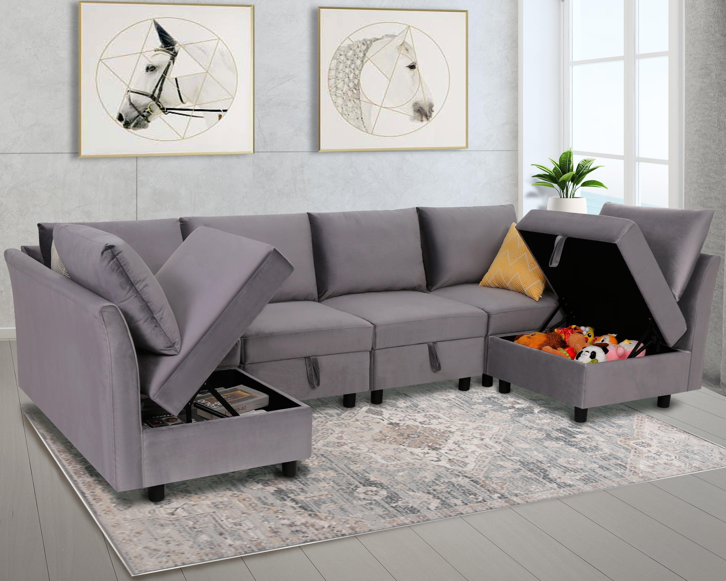 Farmdex Modular Sectional Sofa Couch, U-Shaped Modular Sofa with ...