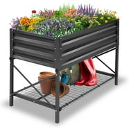 Gymax Raised Garden Bed w/ 2 Planter Boxes & Trellis Outdoor Wooden ...