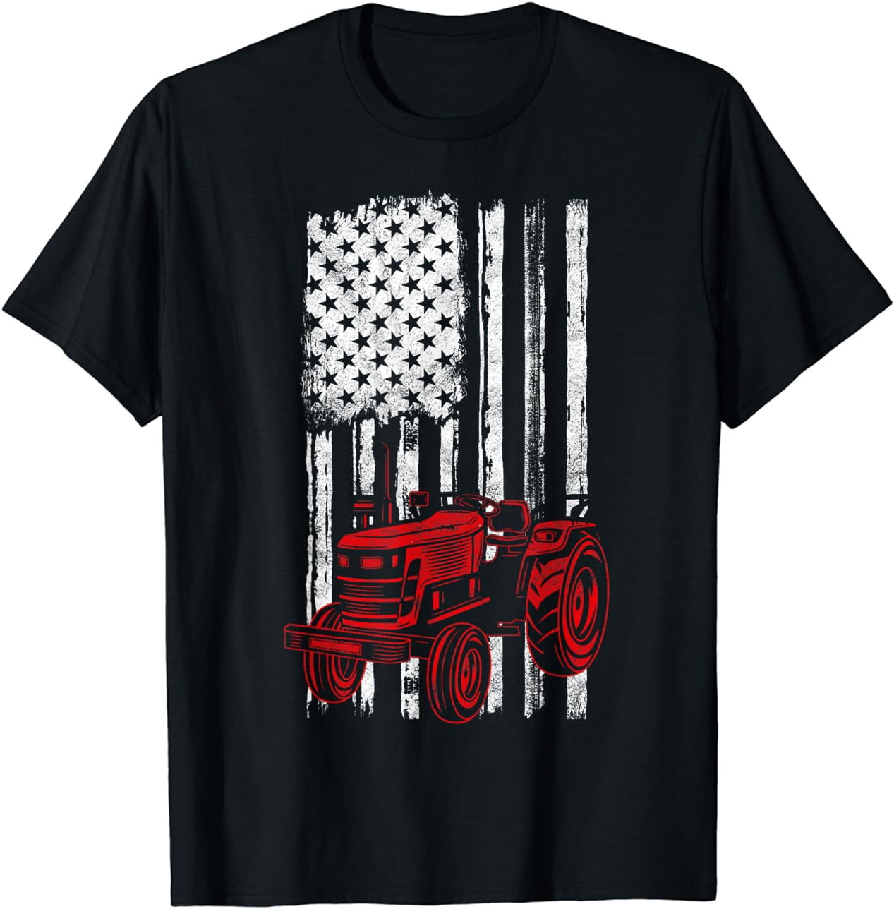 Farmer American Flag Farming Gift Usa Patriotic Tractor T-Shirt ...