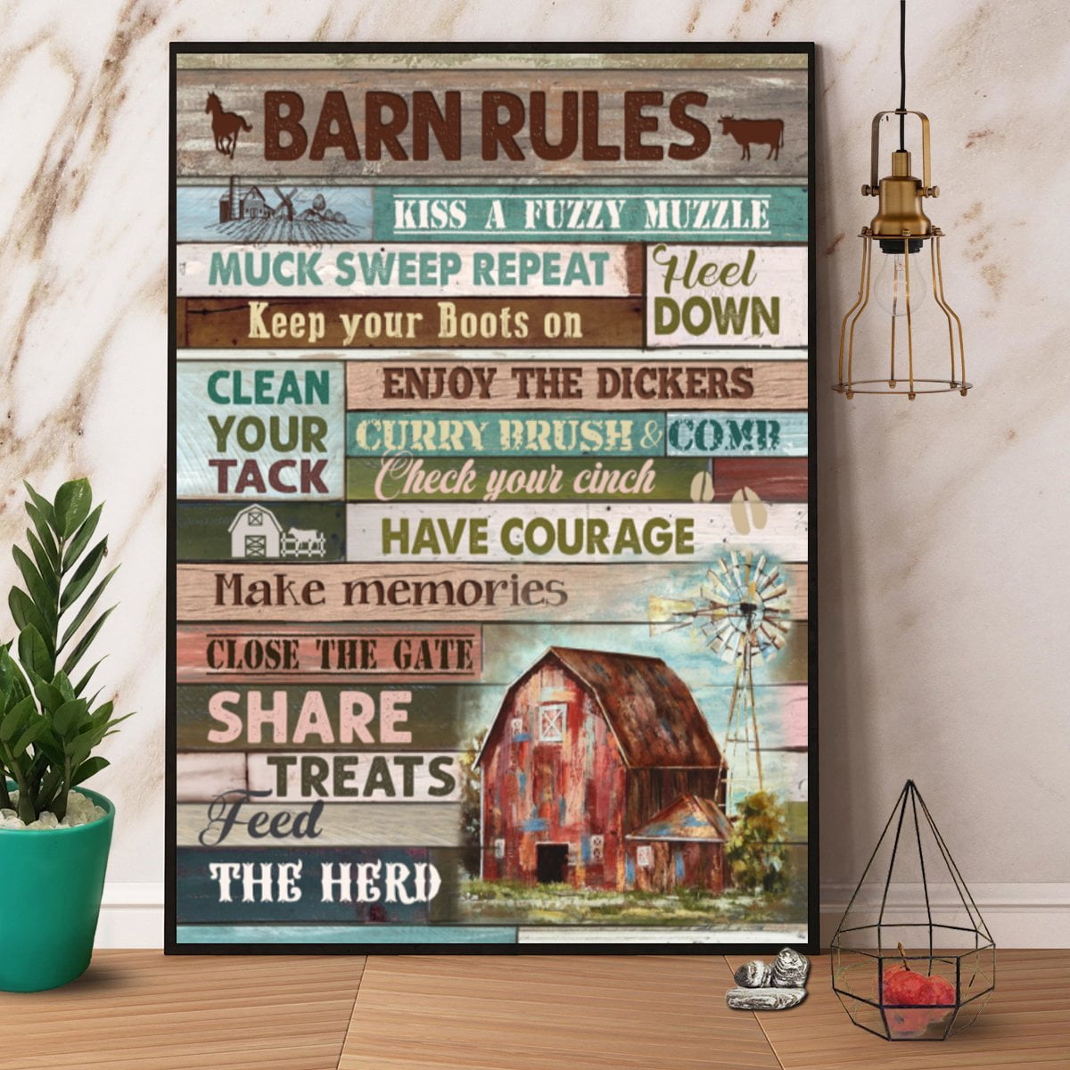 Farmer Barn Rules Share Treats Feed The Herd Paper Poster No Frame 24 x ...