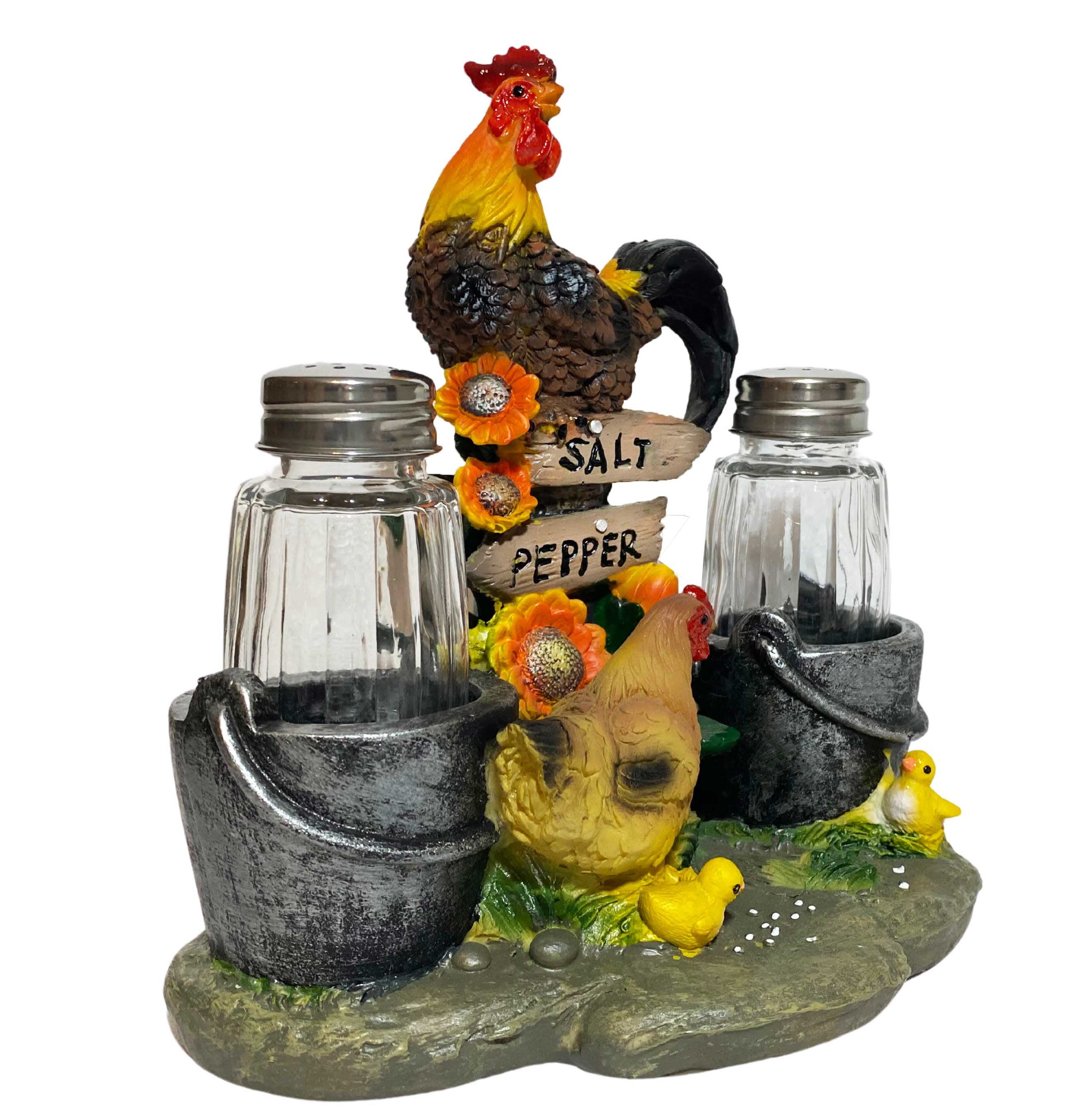 Farmer Chicken Flock - Rooster Hen Chicklet - Barnyard Farm Animal Salt ...