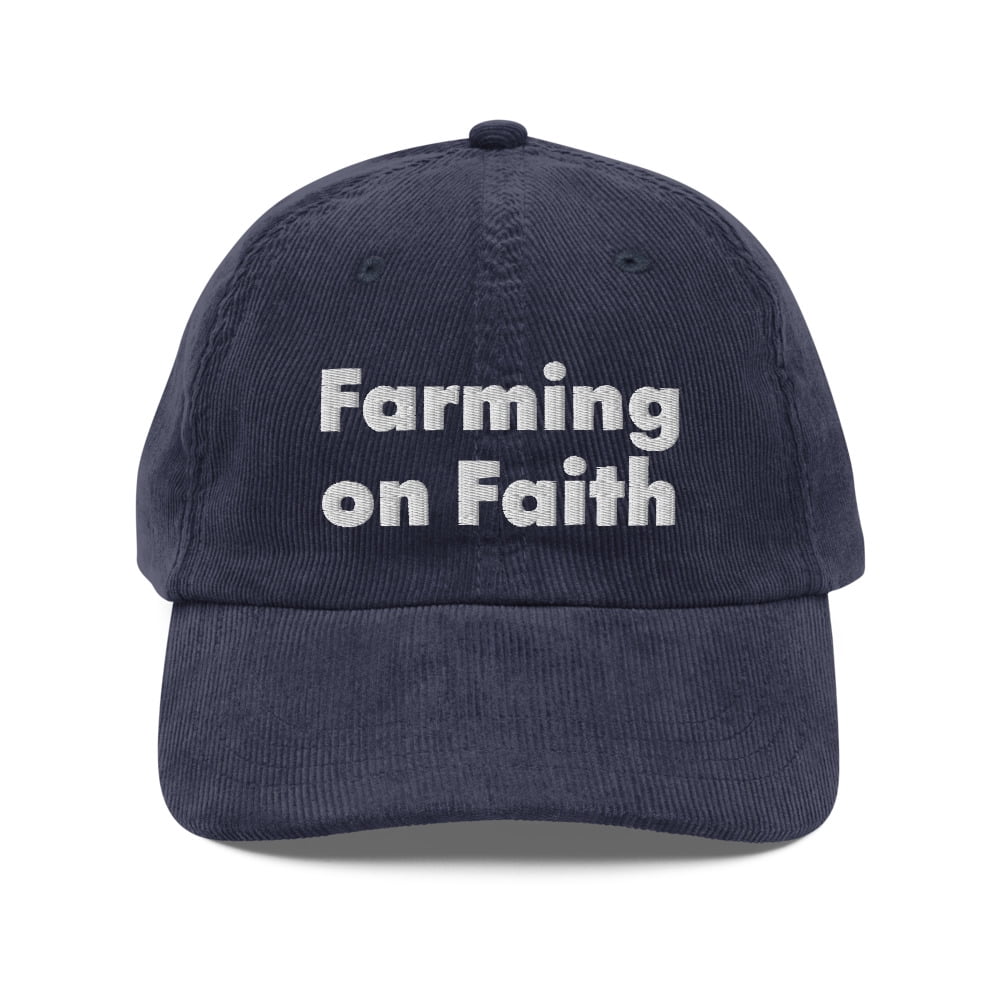 Farmer Christian Embroidered Vintage Corduroy Cap, Farming on Faith ...