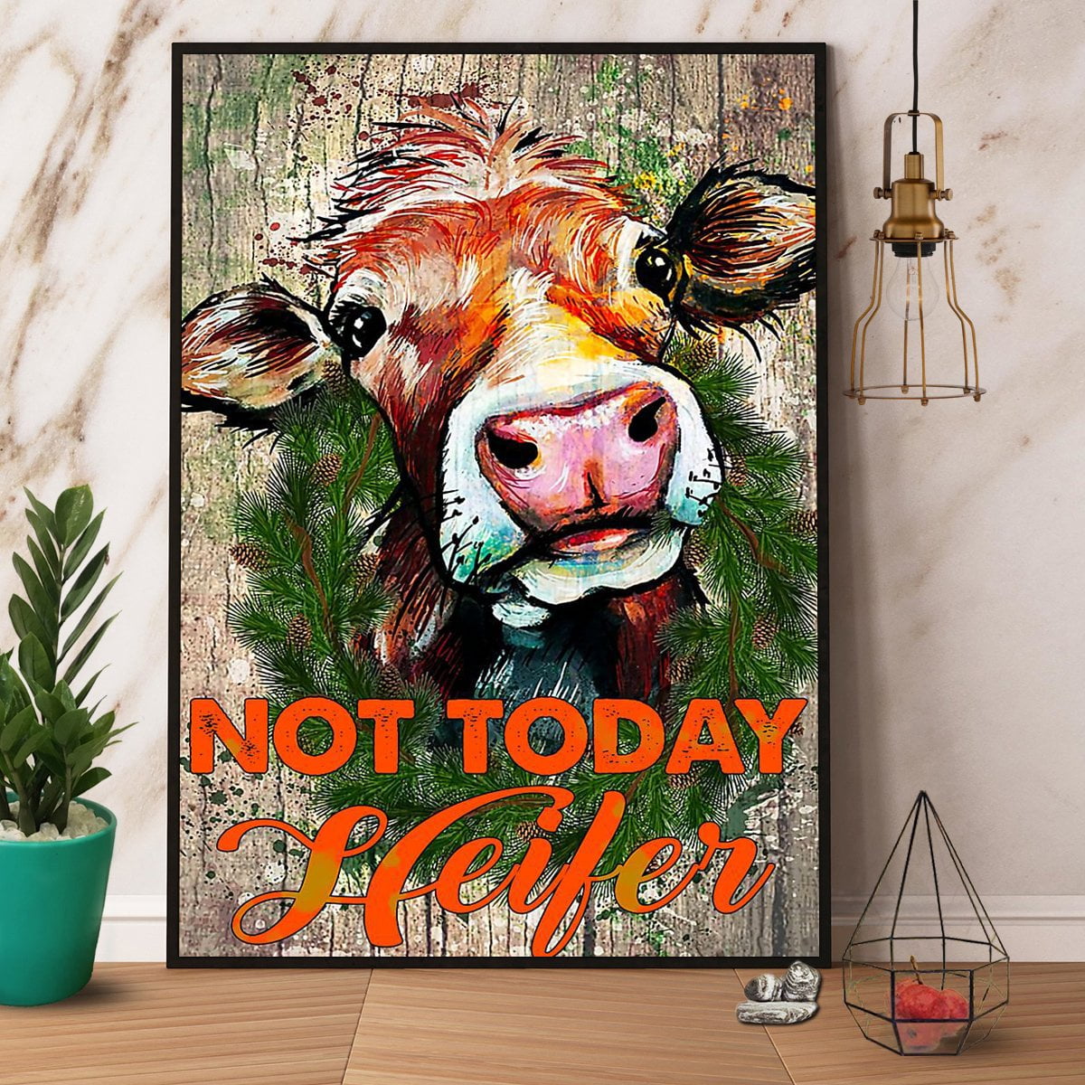 Farmer Cow Not Today Heifer Paper Poster No Frame Matte Wall Art Decor ...