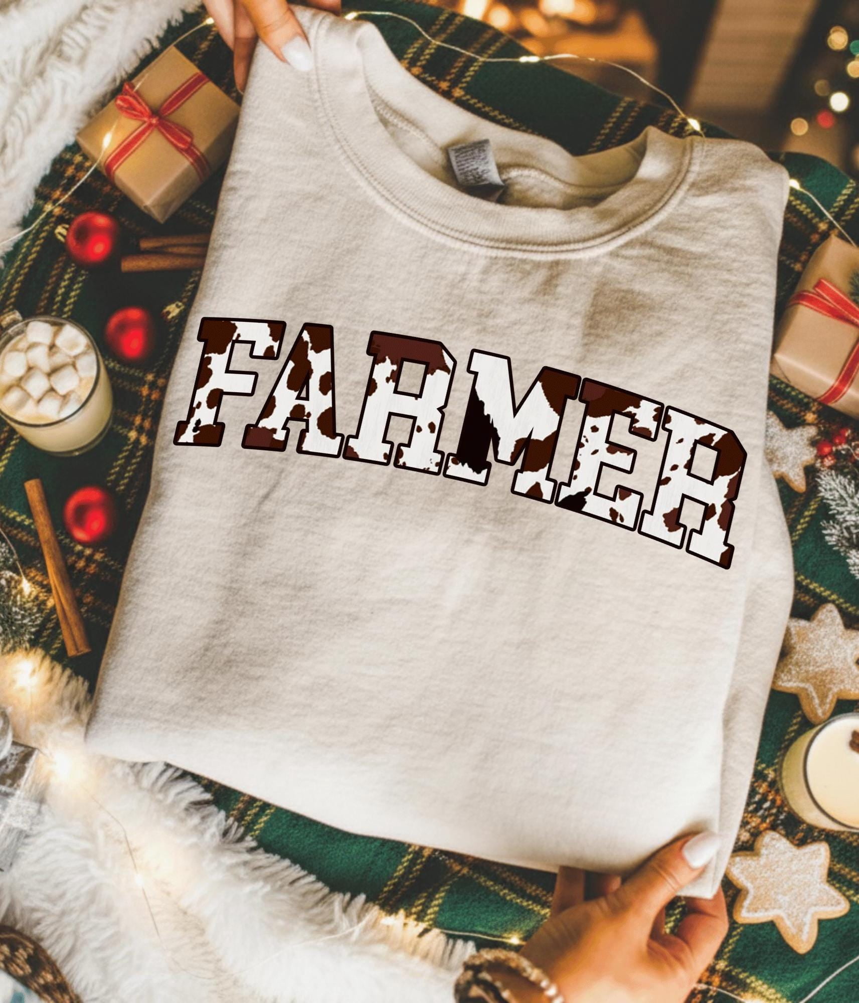 Farmer Cow Print Sweatshirt | Western Ranch Graphic Shirt | Country ...