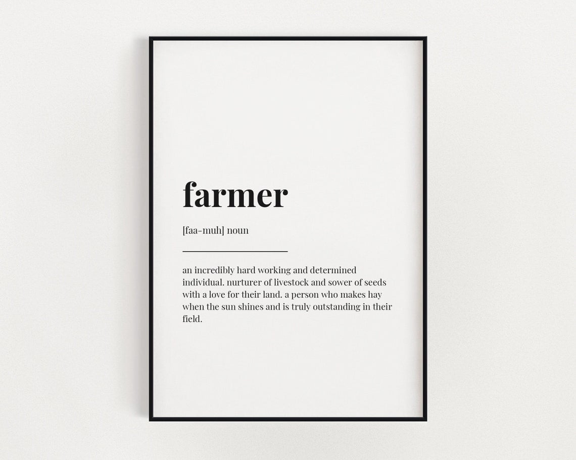 Farmer Definition Print, Wall Art Print, Quote Wall Art, Home Decor ...