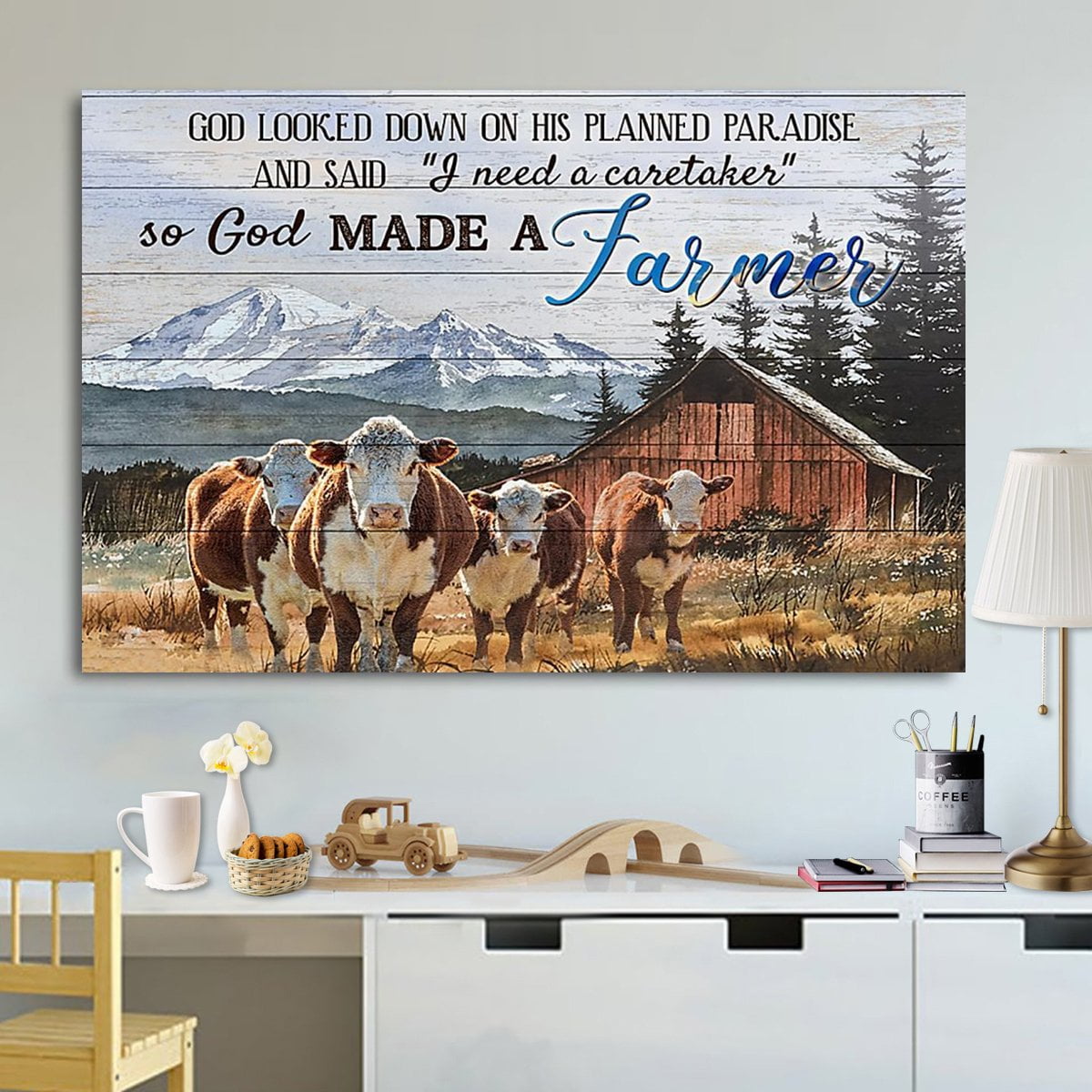 Farmer God Made A Farmer Cows Paper Poster No Frame Matte Wall Art ...