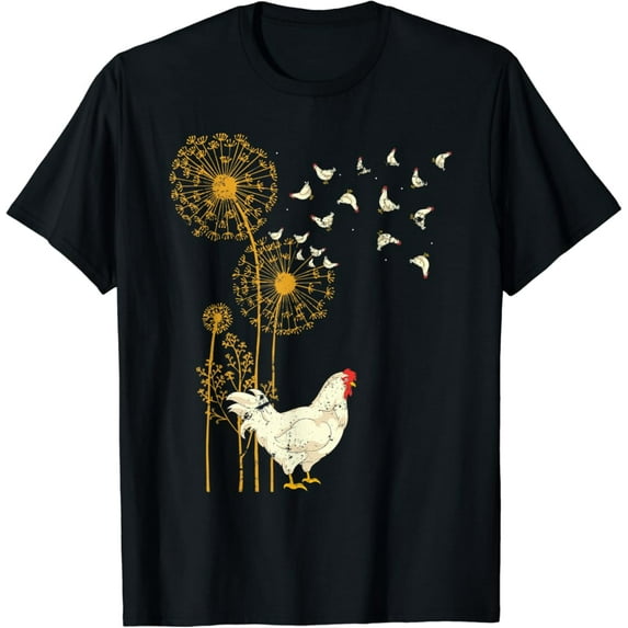 Farmer Poultry Bird Flower Farm Animal Dandelion Chicken T-Shirt ...