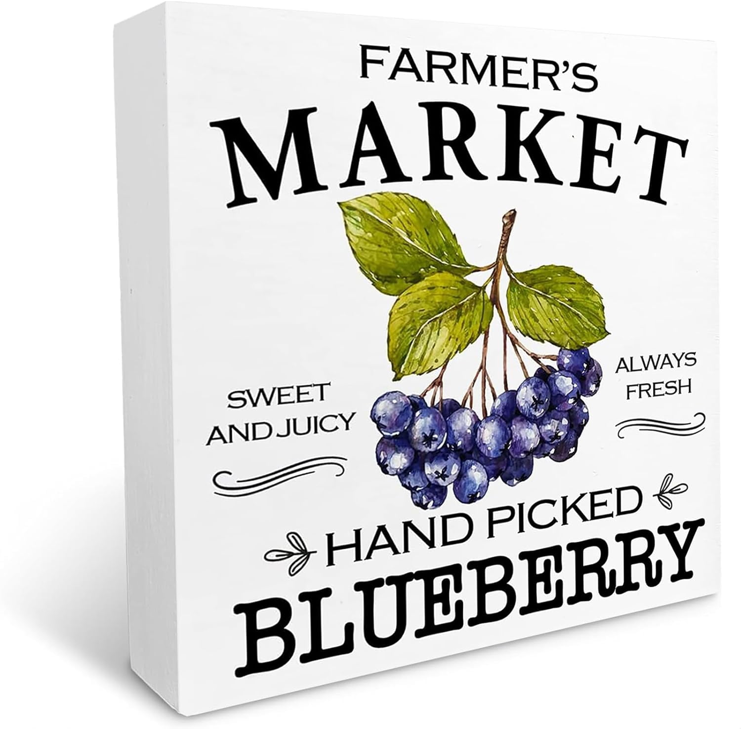 Farmer'S Market Blueberries Wooden Box Sign Summer Desk Decor,Rustic ...