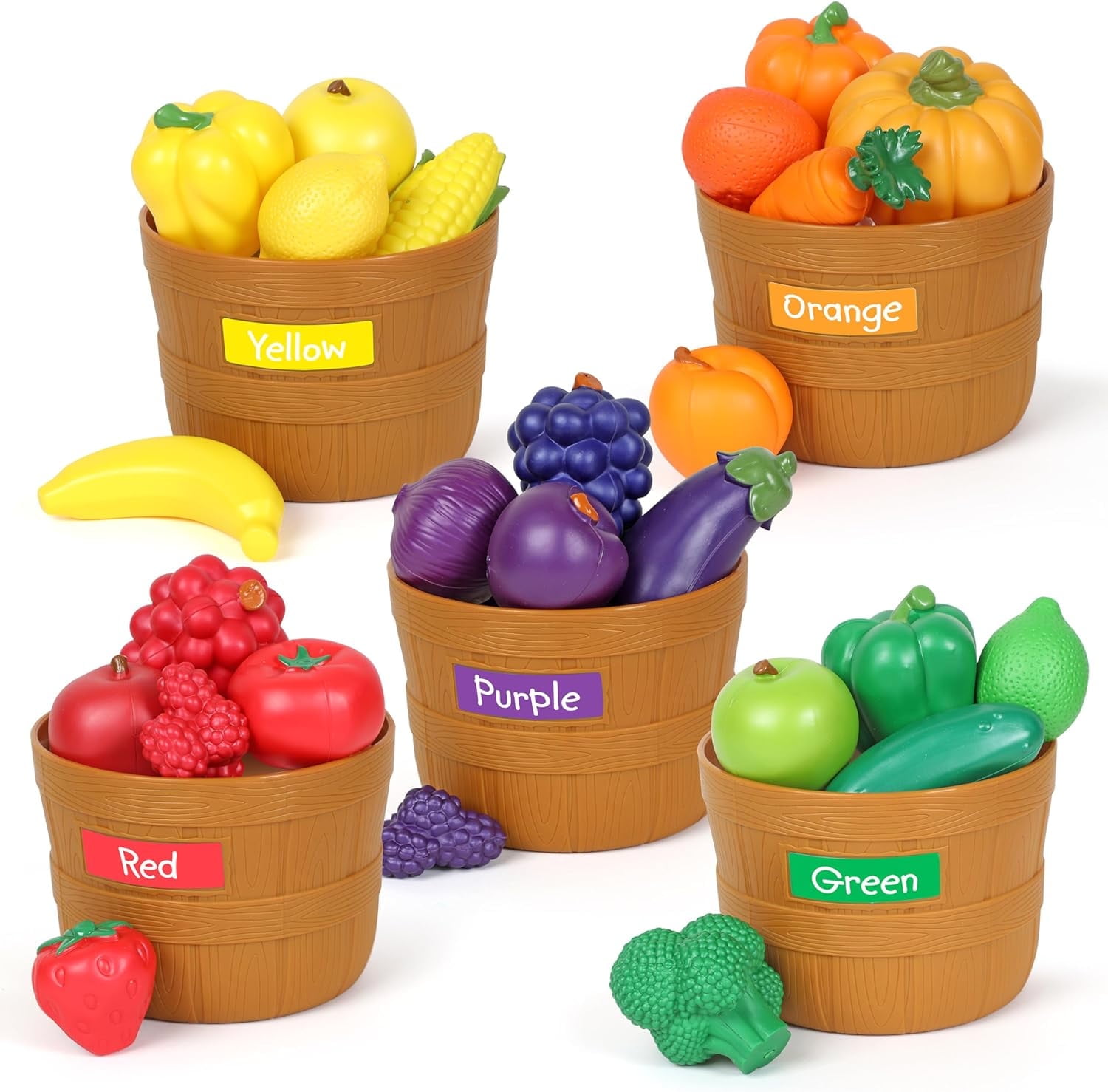 RUVINCE Farmer's Market Color Sorting Set, 30 Pieces, Preschool Shape ...
