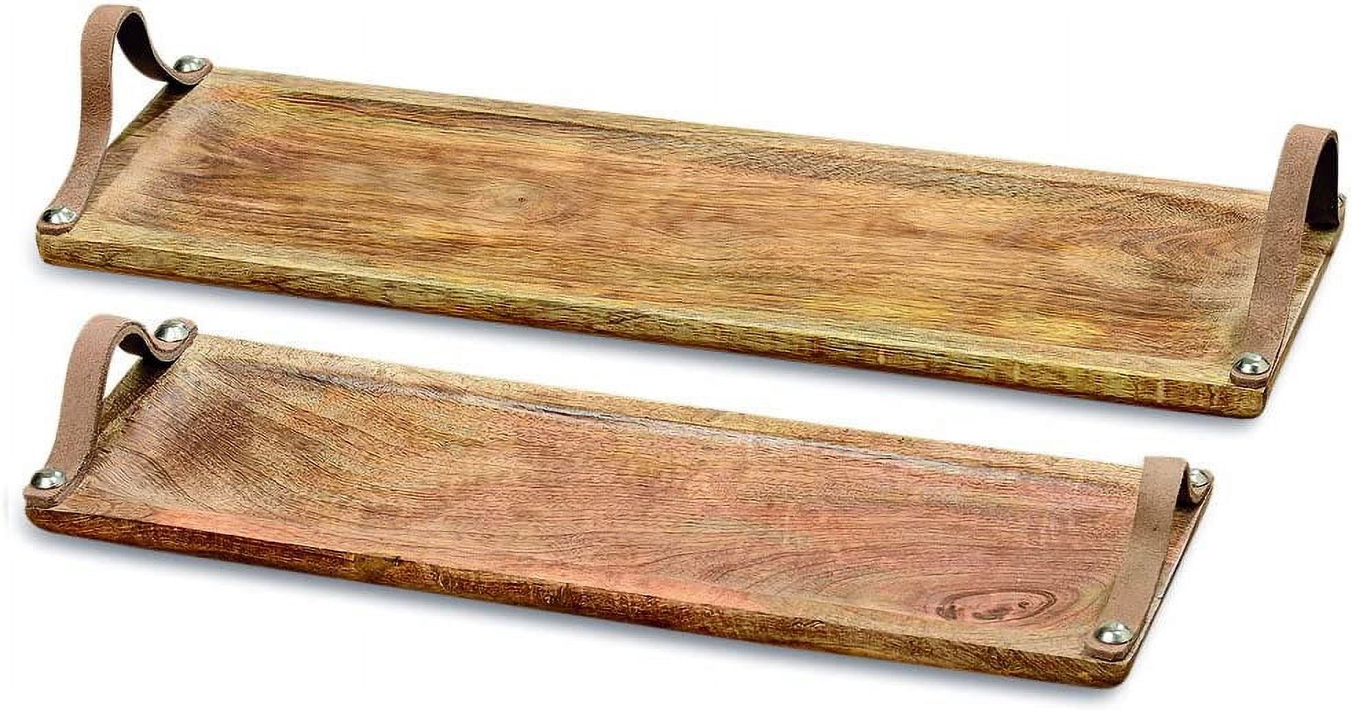 Farmer's Market Serving Board Trays, Brown Leather Handles, Food Safe ...