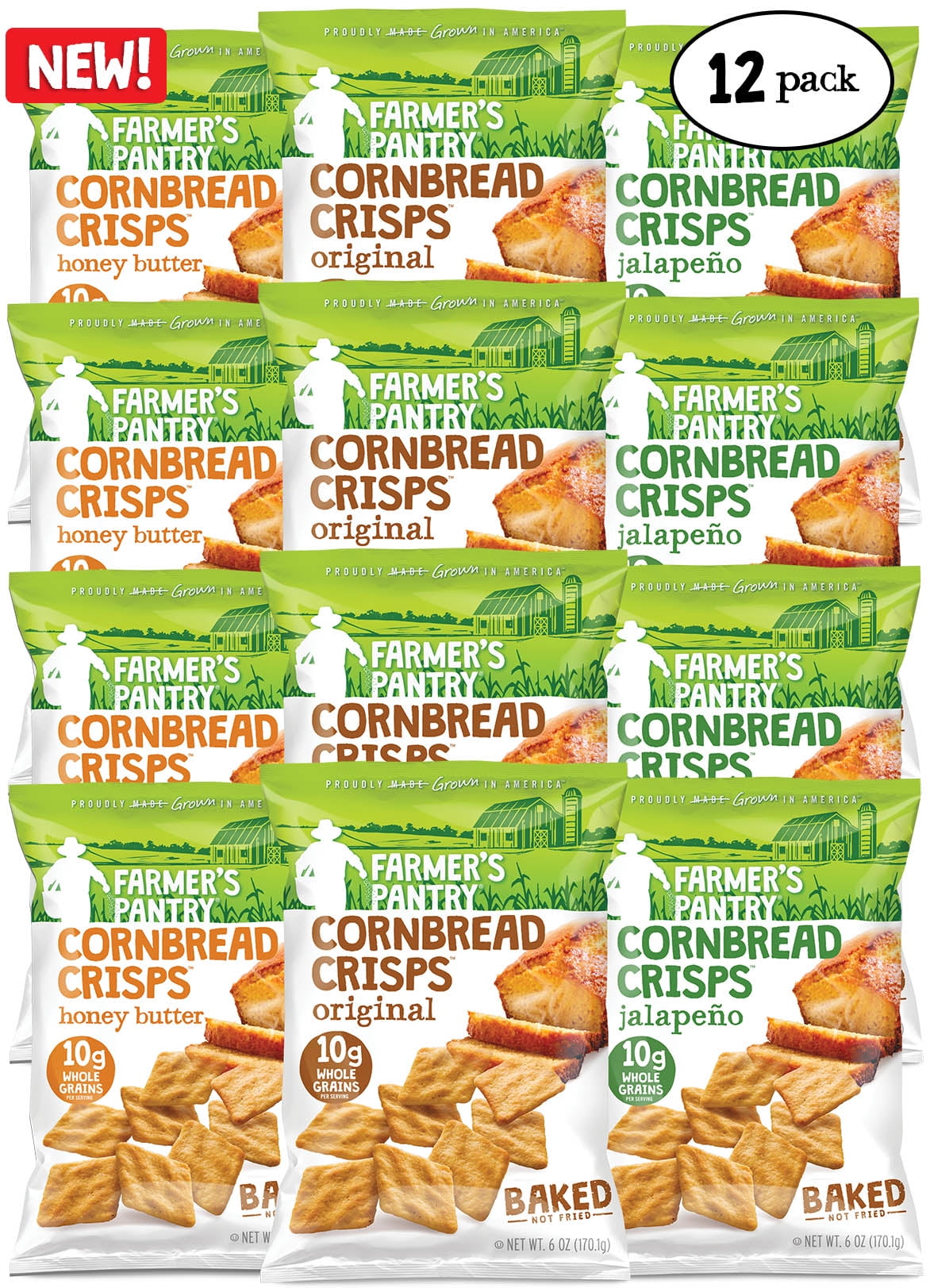 Farmer's Pantry Cornbread Crisps, Original/Honey Butter/Jalapeno ...