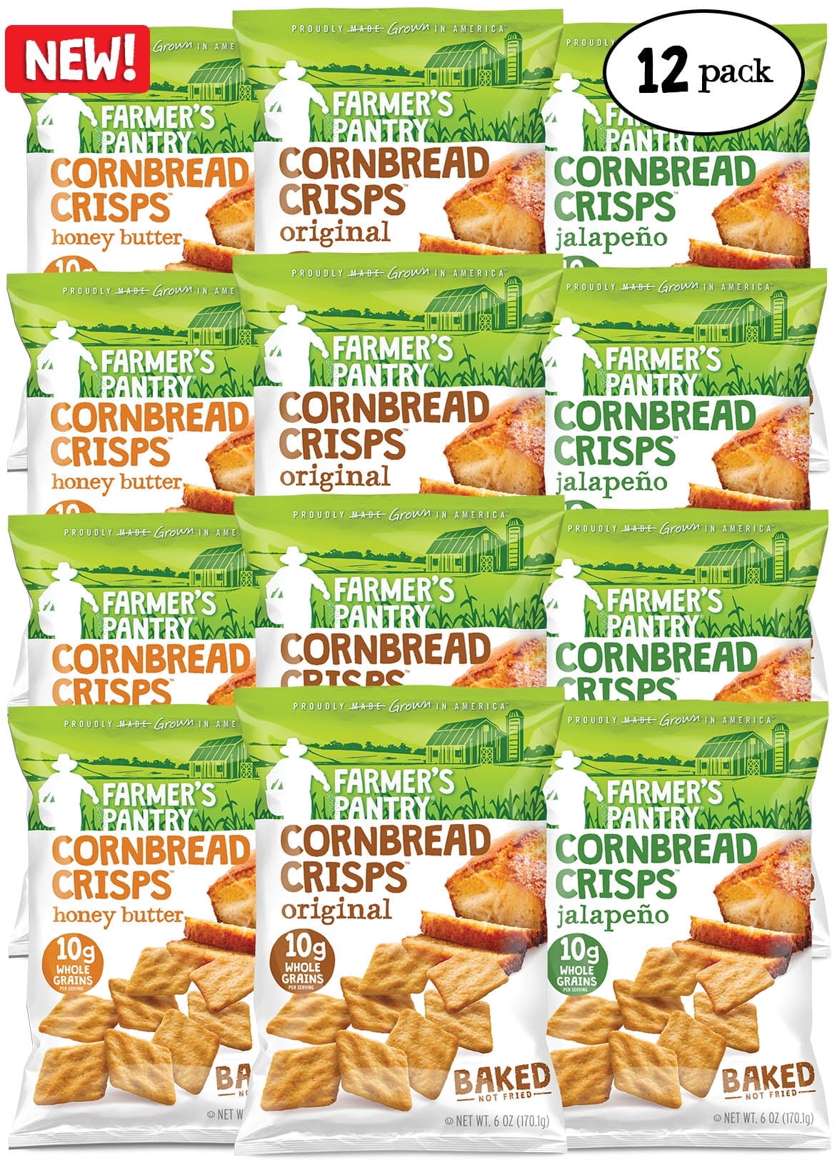 Farmer's Pantry Cornbread Crisps Variety Pack, Original/Honey Butter ...