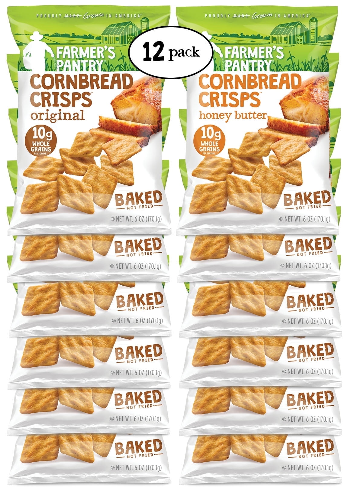 Farmer's Pantry Cornbread Crisps Variety Pack, Original/Honey Butter ...