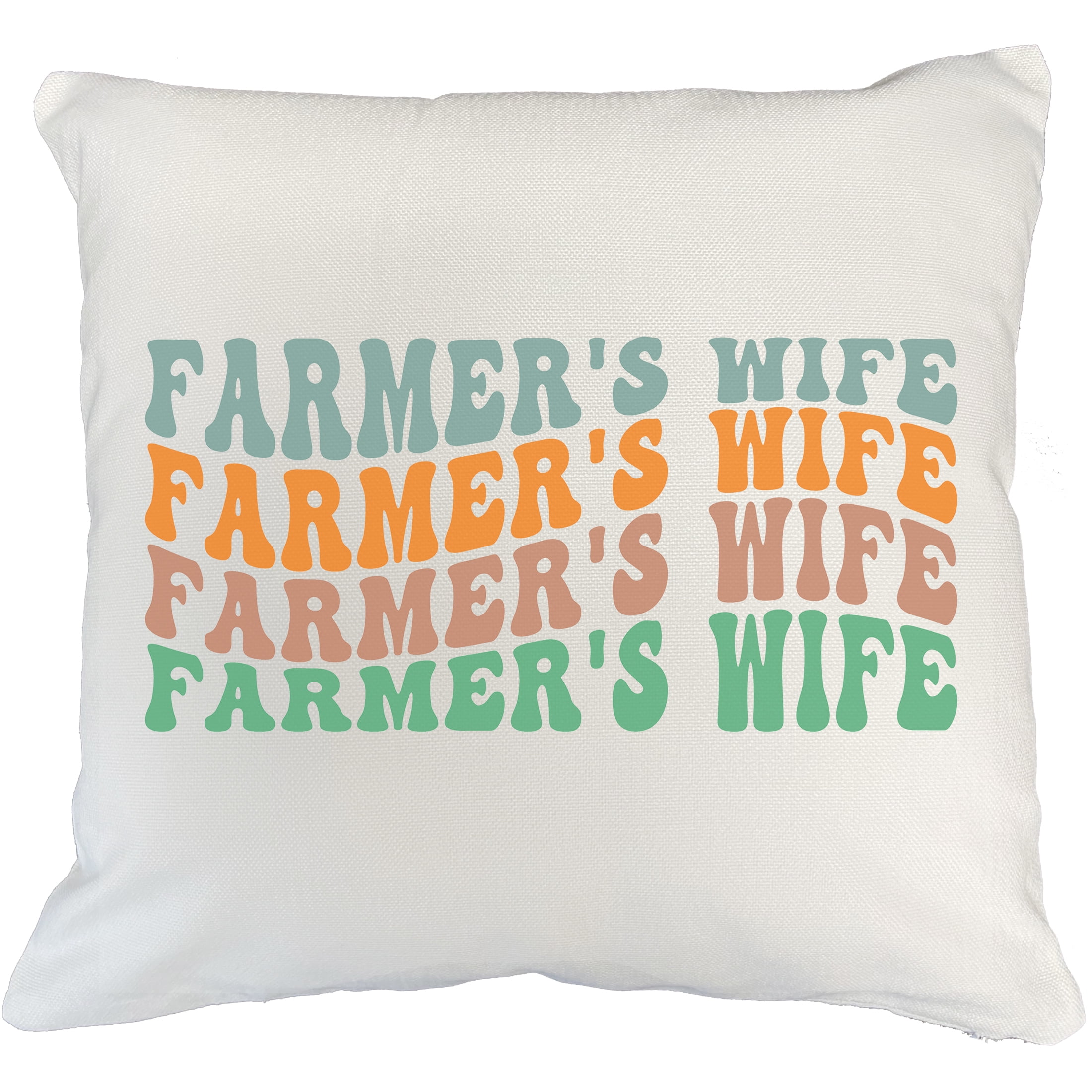 Farmer's Wife, Groovy Retro Wavy Text Merch Gift, White Pillow Case ...