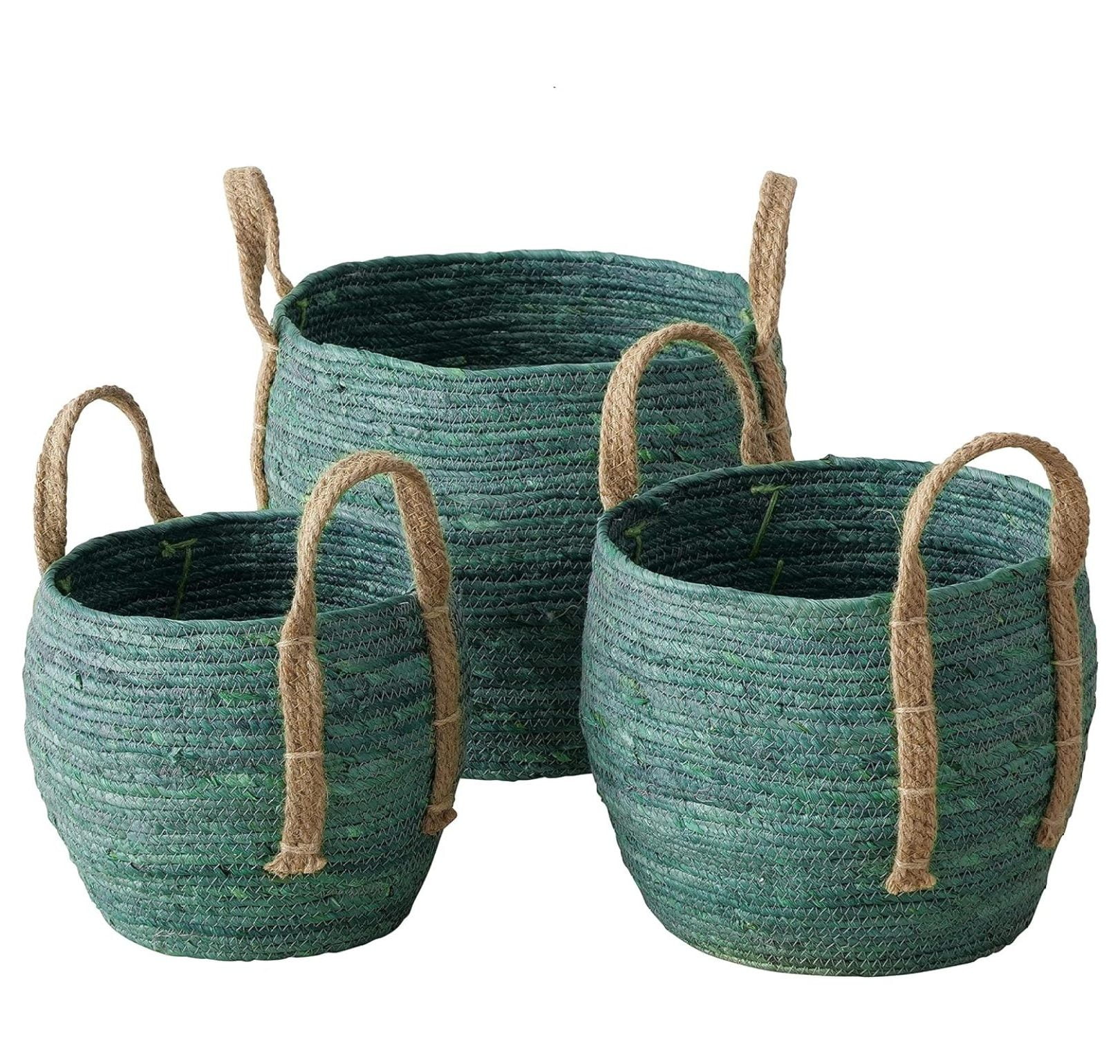 Farmers 3 Piece Basket Set, Green Dye Soaked Floor and Shelf Organizers ...