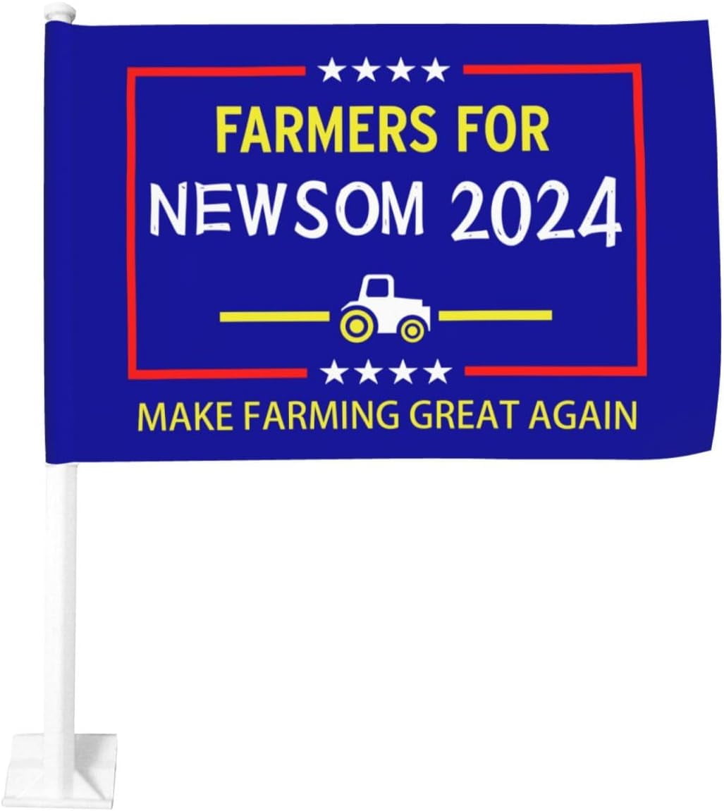 Farmers For 2024 Gavin Newsom Car Flag 12"x18" Car Window Clip Decor ...